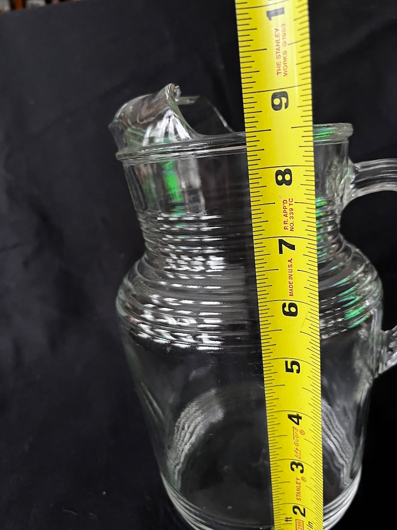 Multiple Ribbed Vintage Large Heavy Glass Pitcher 9”x5” - Etsy
