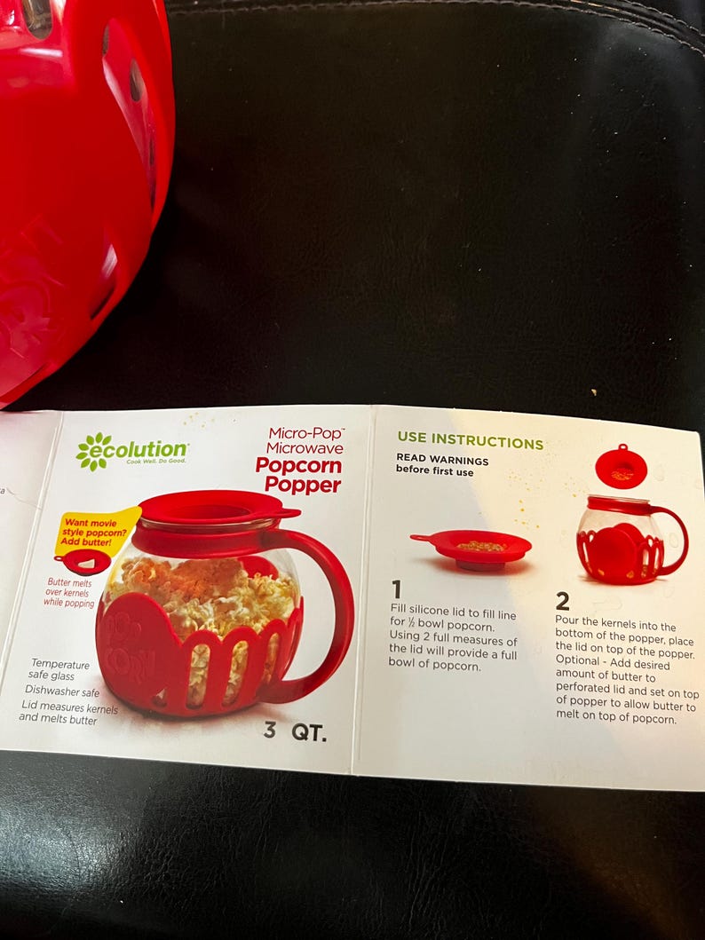 Ecolution-red Micro-pop 3-quart Microwave Popcorn Popper - Etsy