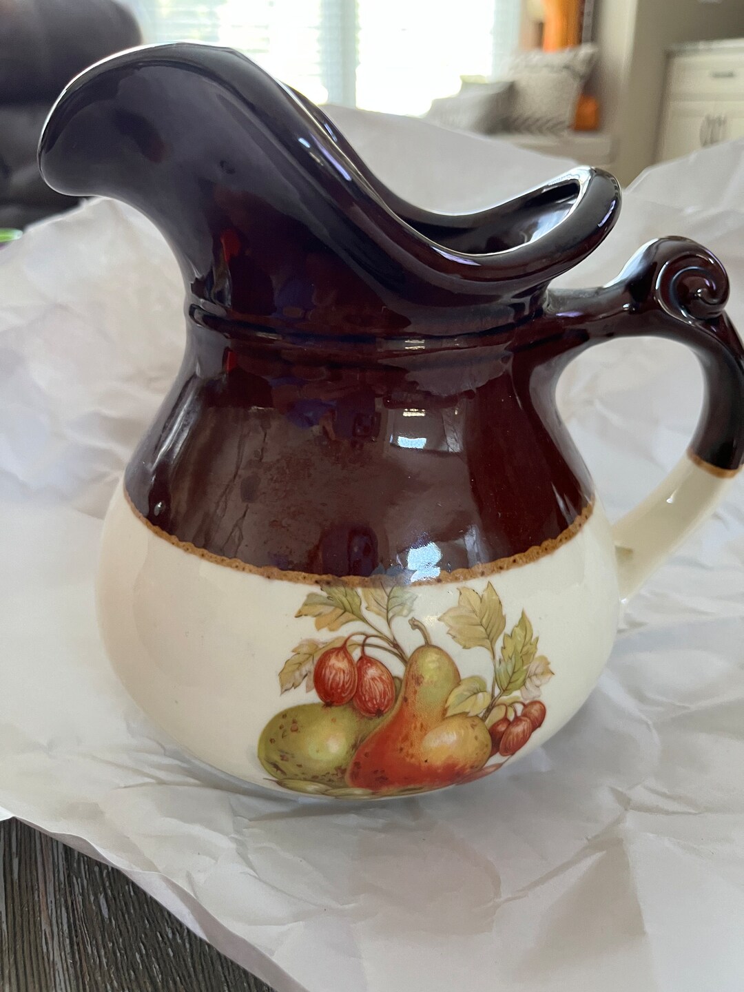 Mccoy Vintage 1960s USA Pottery Pitcher 48 Oz "fruit Festival" Pattern ...