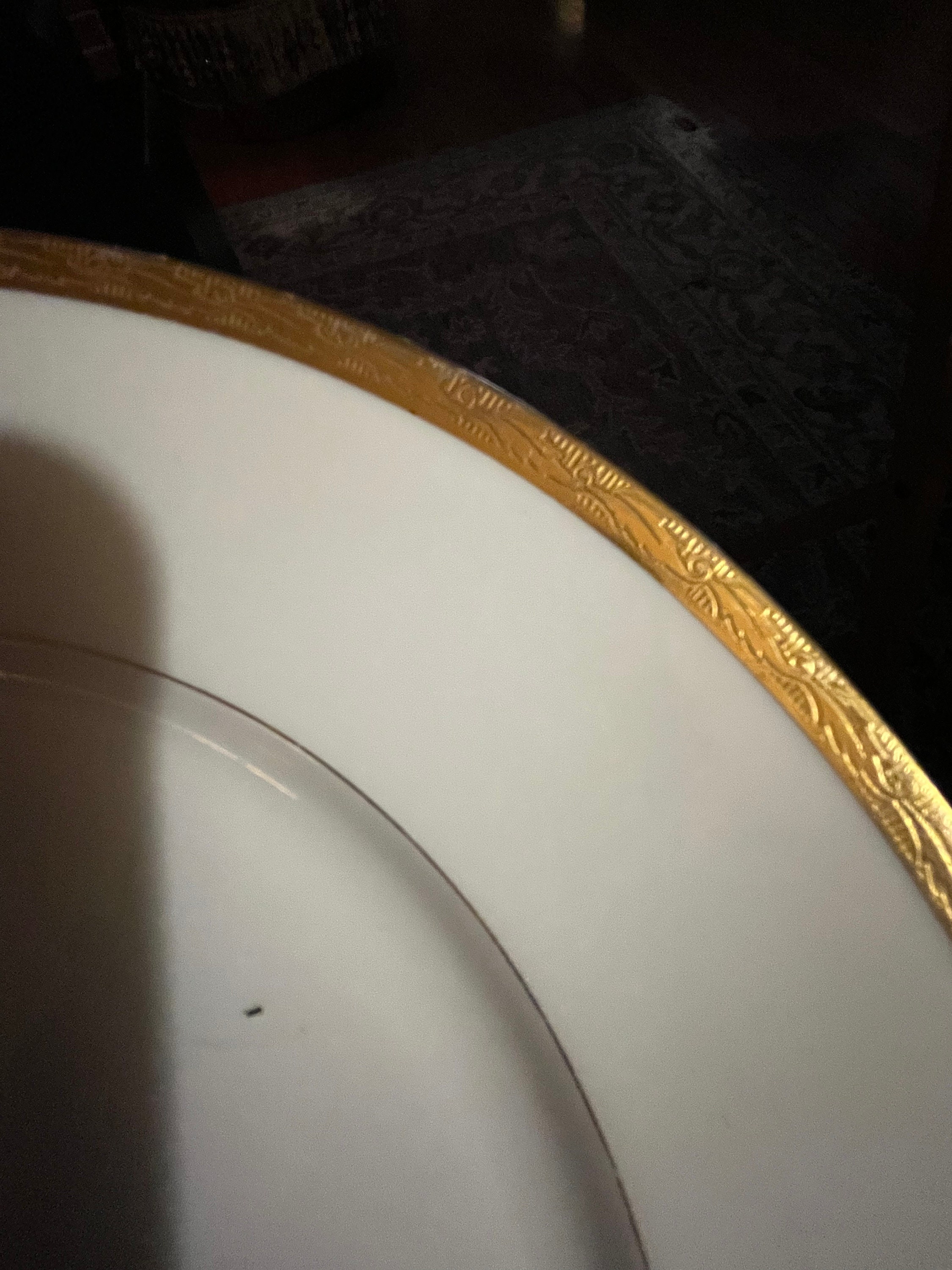 HAVILAND LIMOGES Dinner Plates Laurel Pattern, 9 1/2 W/ Gold Laurel ...
