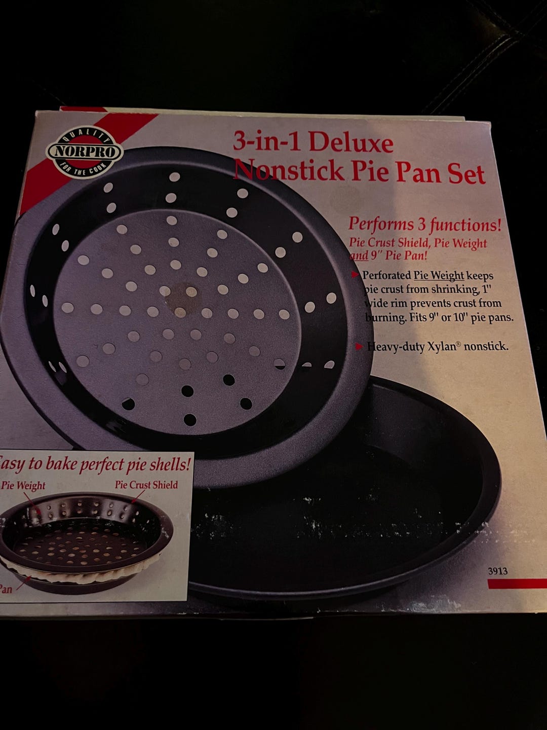 Norpro 3-in-1 Deluxe Nonstick Pie Pan Set-9” Pie Pan-weighted Pie Crust ...