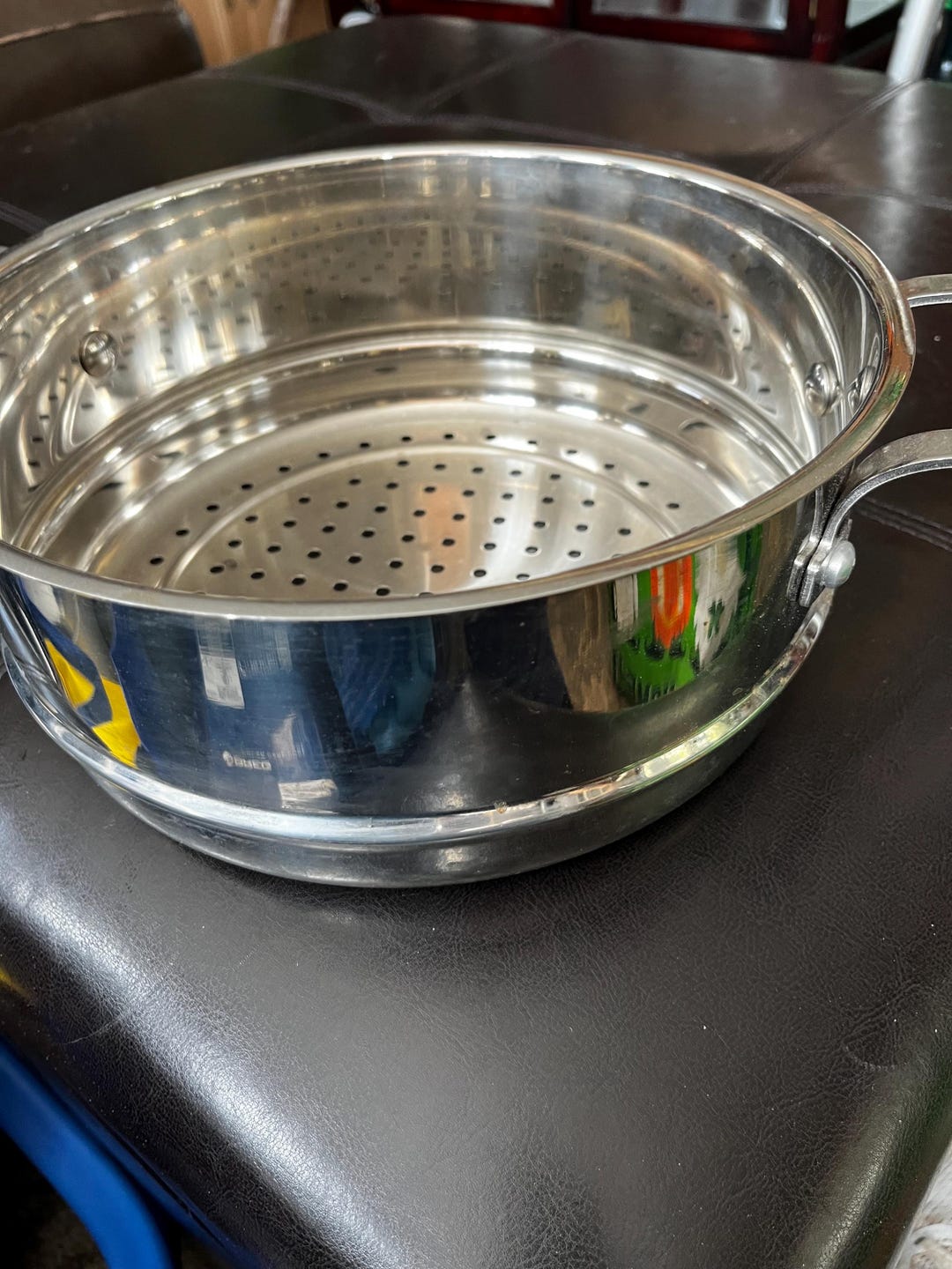 Stainless Steel-steamer Insert-insulated Handles Fits 10"d Stockpot ...