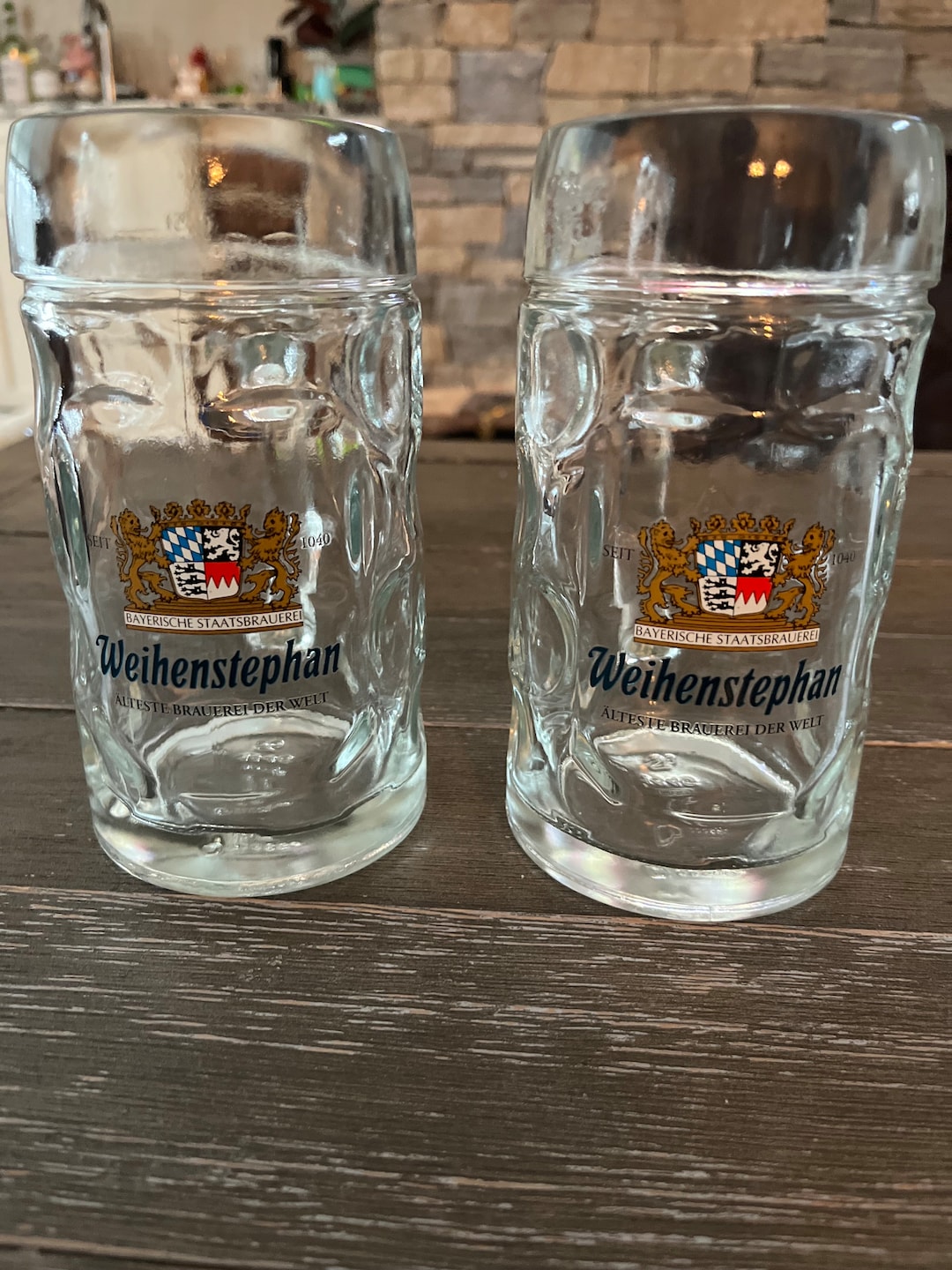 Weihenstephan German Bavarian 0.5 L Dimpled Pair of Heavy Beer Glass ...