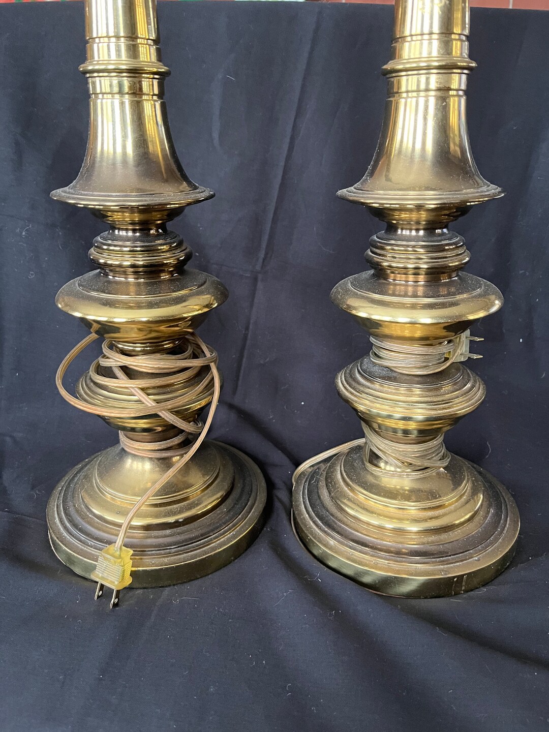 Heavy Brass Tall-33” (w/hoop) Lamps, 24” (to Bulb) Beautiful Shape. - Etsy