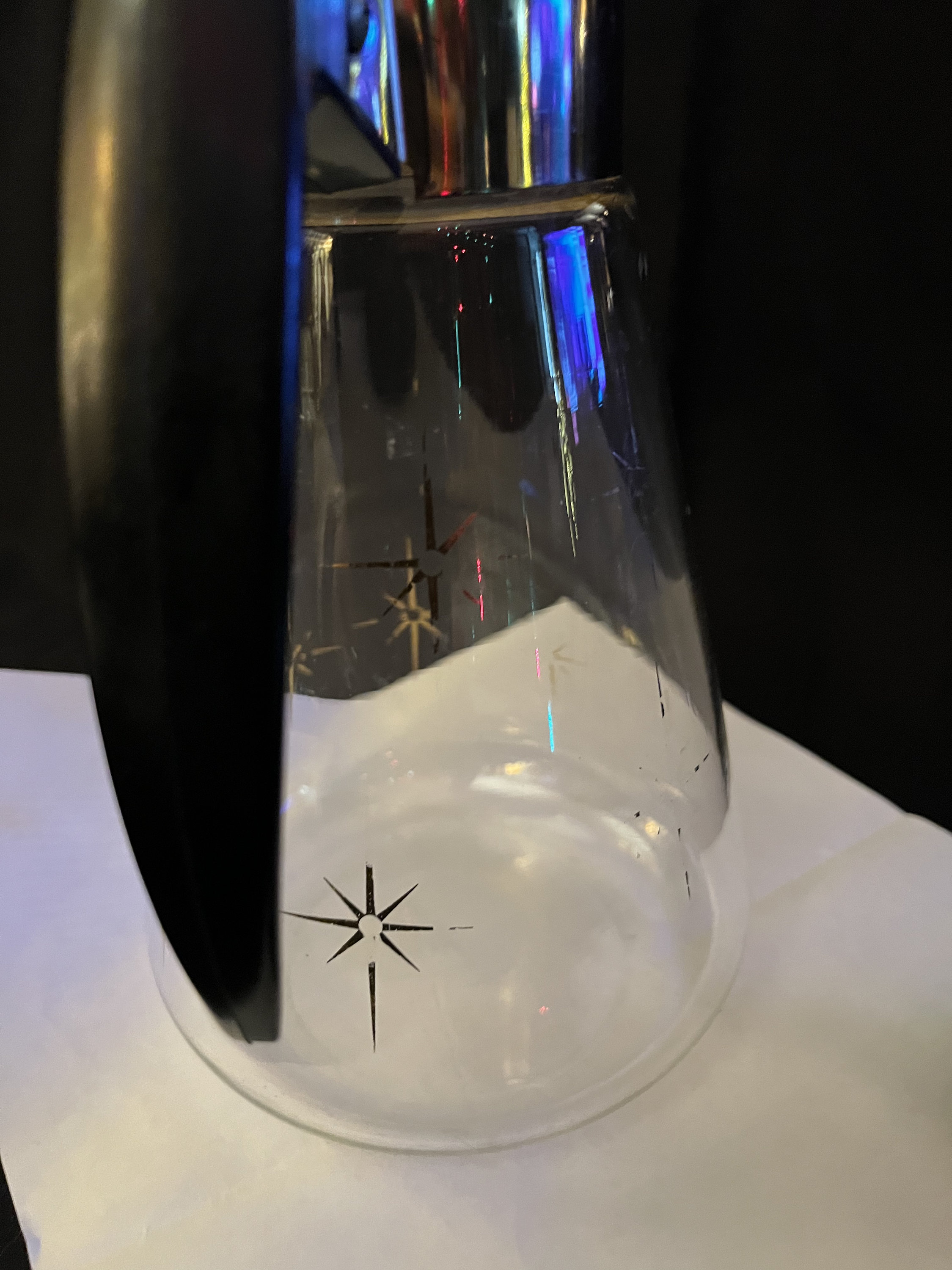 Vtg. Pyrex Gold Atomic Starburst Glass 6-8 Cup Coffee Pot Carafe With ...