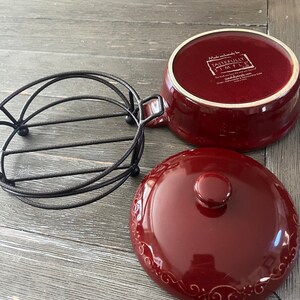 Tastefully Simple Crock/dip Server W/ Lid and Black Metal Stand - Etsy