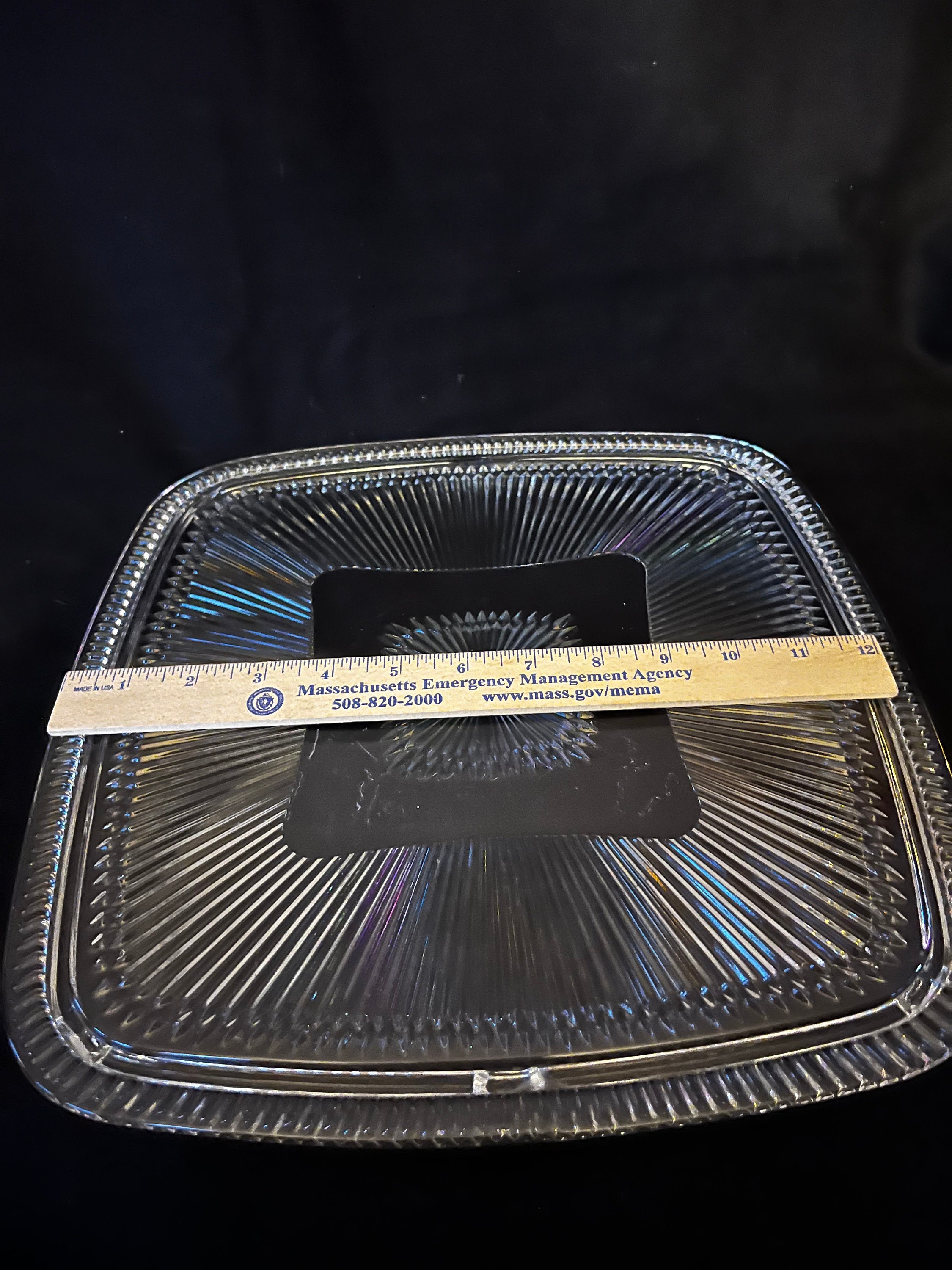 Kromex Vintage MCM Square Glass + Chrome -cake Tray/ Server + Carrier ...