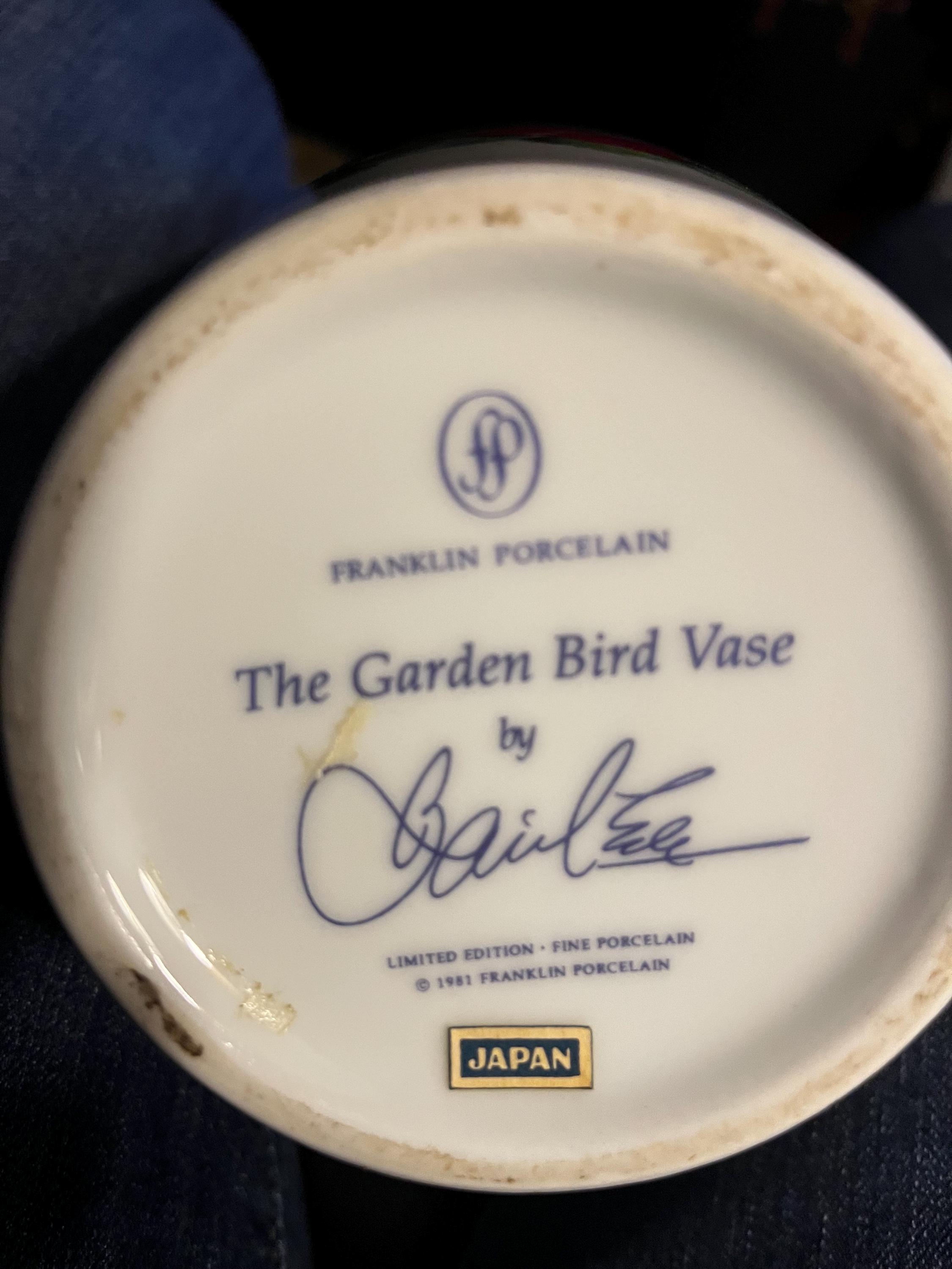 Franklin Porcelain “the Garden Bird Vase” by Basil Ede Franklin Porcelain “the Garden Bird Vase” by Basil Ede