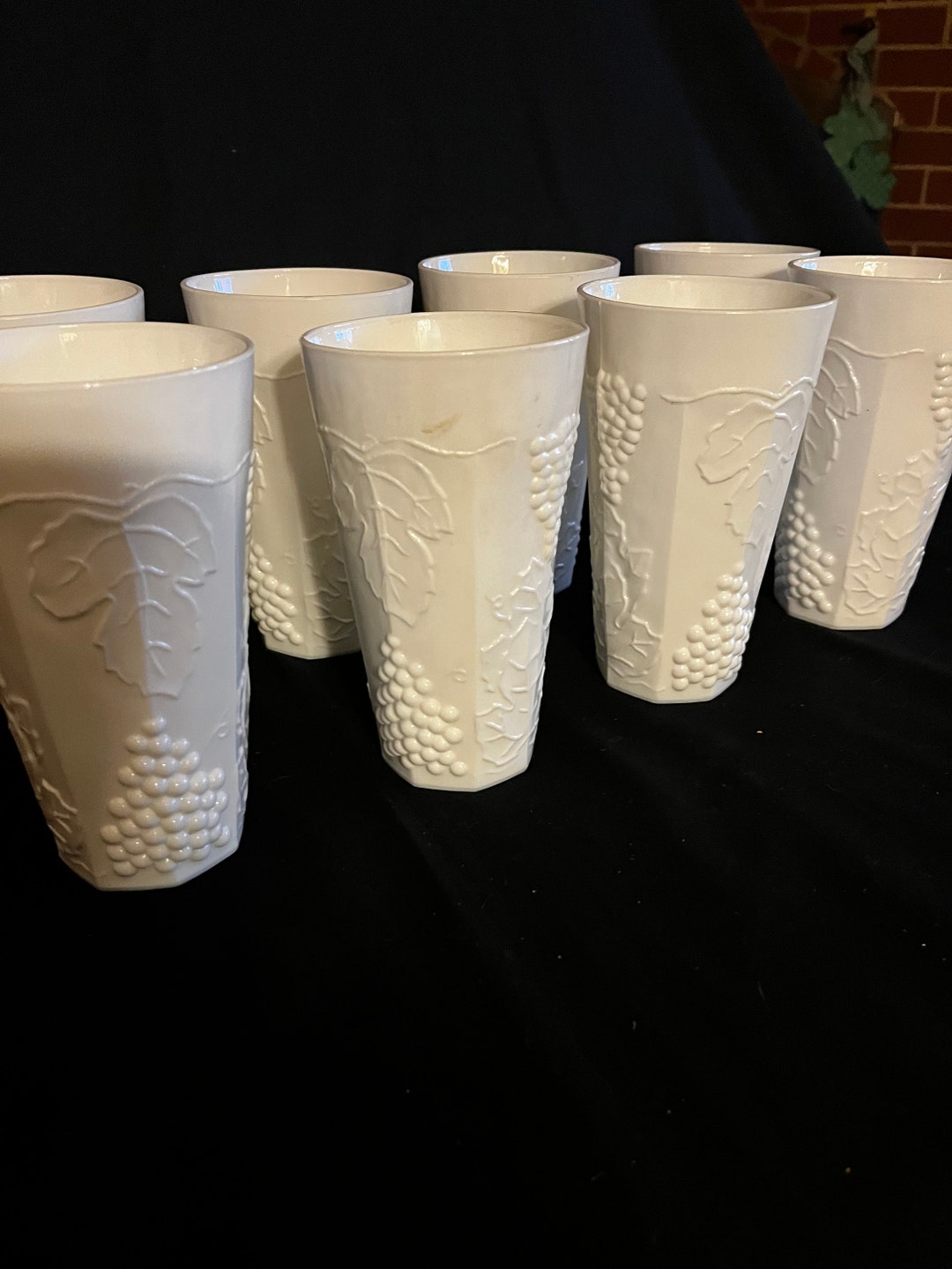 Indiana Milk Glass-harvest Grape Pattern-8 Piece Set-white Vintage ...