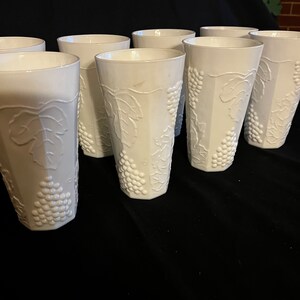 Indiana Milk Glass-harvest Grape Pattern-8 Piece Set-white Vintage ...
