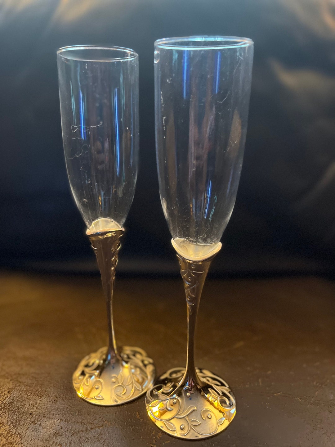 Vintage Lenox Silver & Glass Champagne Glasses - Etsy