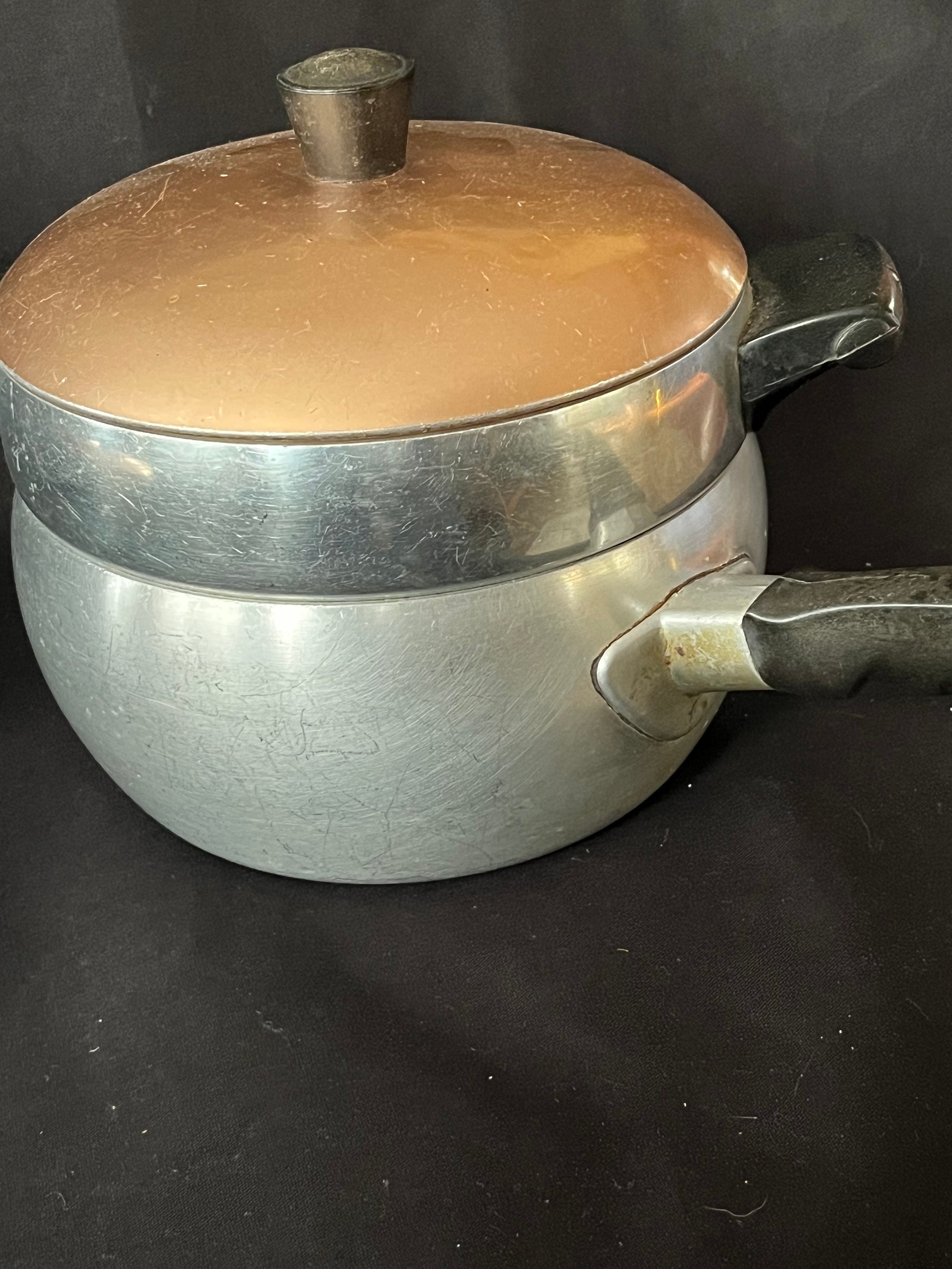 Wear-ever Aluminum Hallite 6 Pc Copper Lids-2 Pots and Double Boiler ...