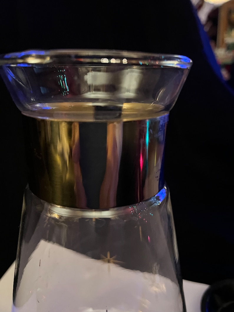 Vtg. Pyrex Gold Atomic Starburst Glass 6-8 Cup Coffee Pot Carafe With ...