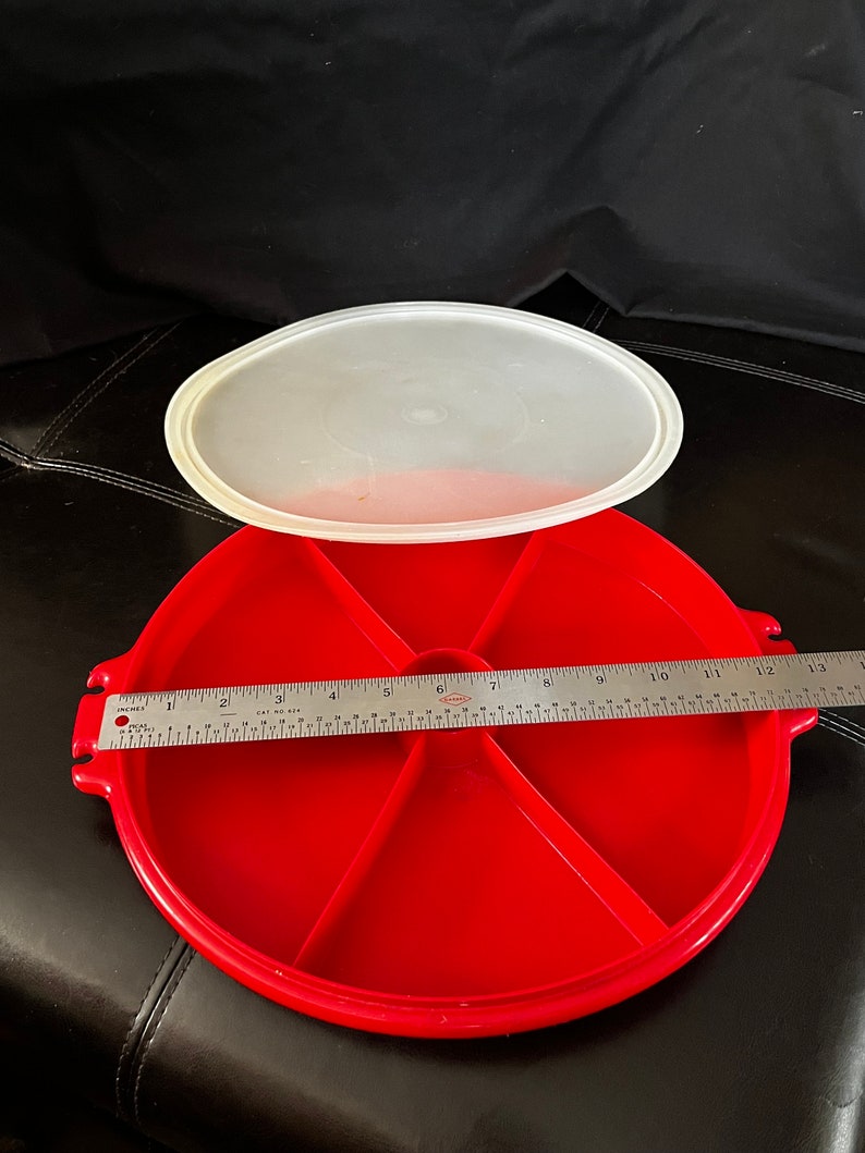 Tupperware Vintage Red Serving Tray With Lid-divided Into 7 Parts - Etsy