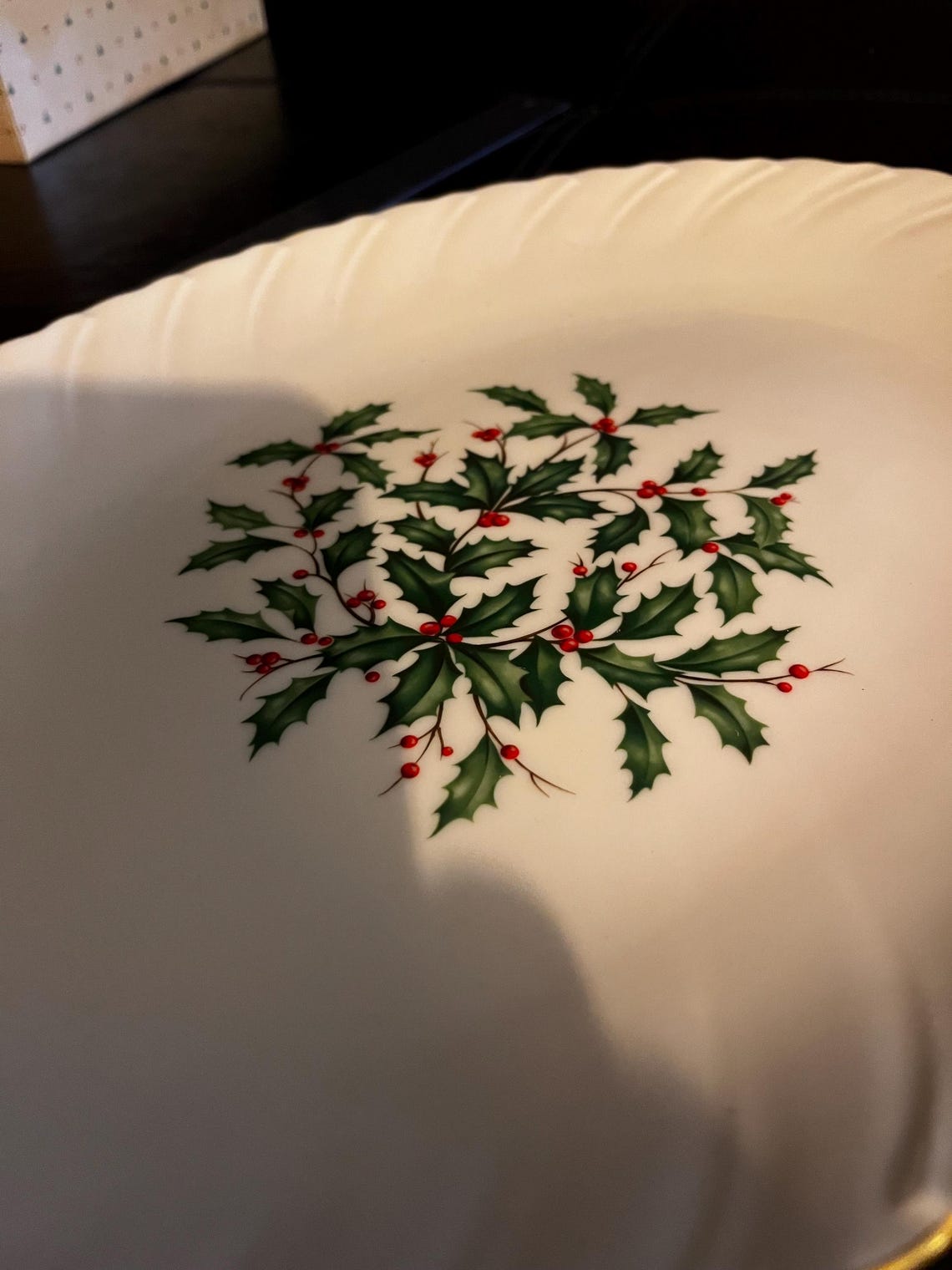 Lenox-special’-15.5”- Oval Platter W/holly & Berries-swirl Pattern W ...