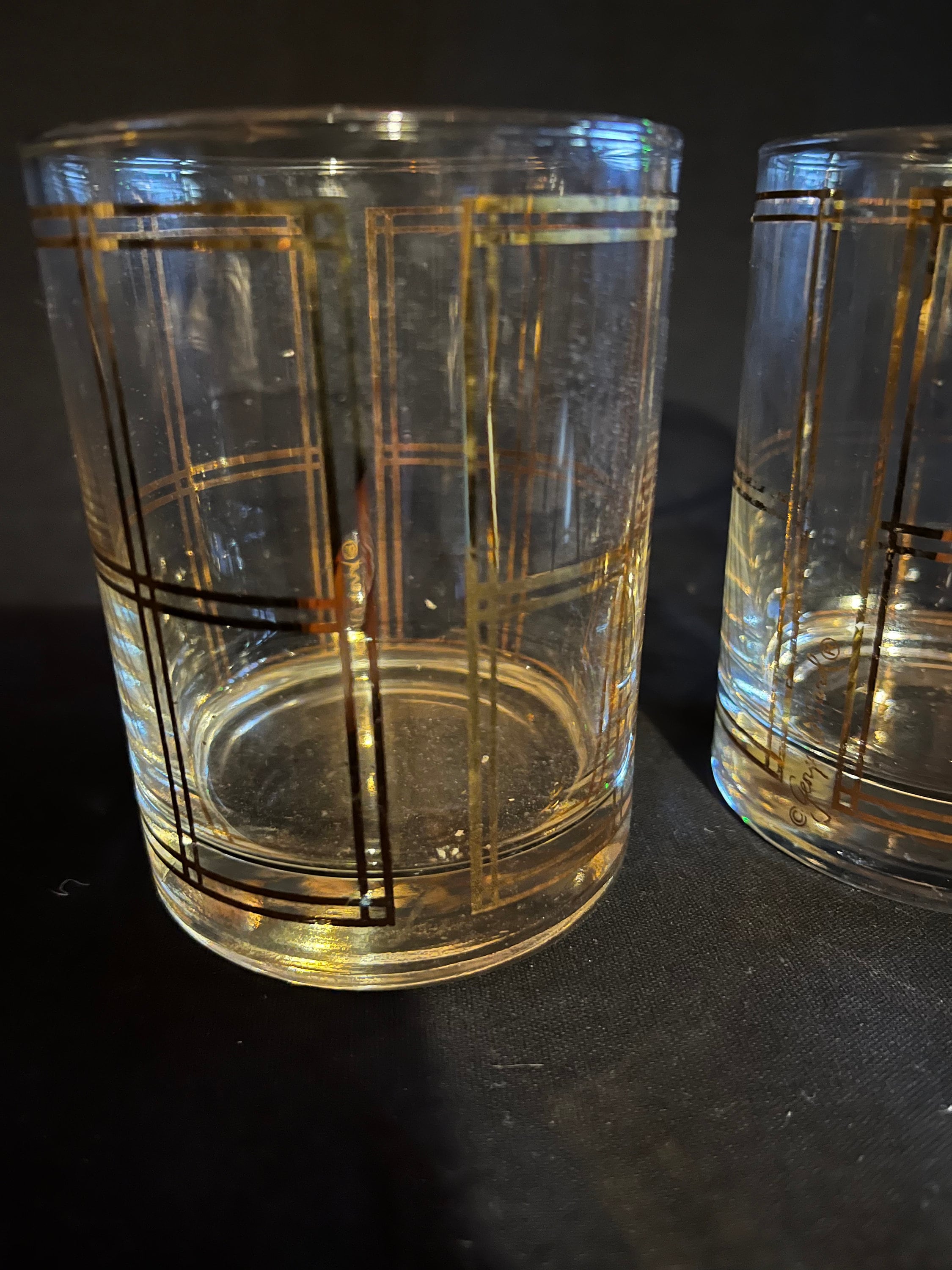 Mid Century 22k Gold Windowpane Georges Briard Glassware-2 - Etsy