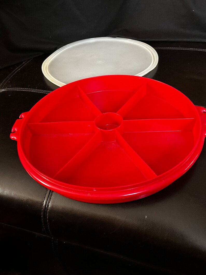 Tupperware Vintage Red Serving Tray With Lid-divided Into 7 Parts - Etsy