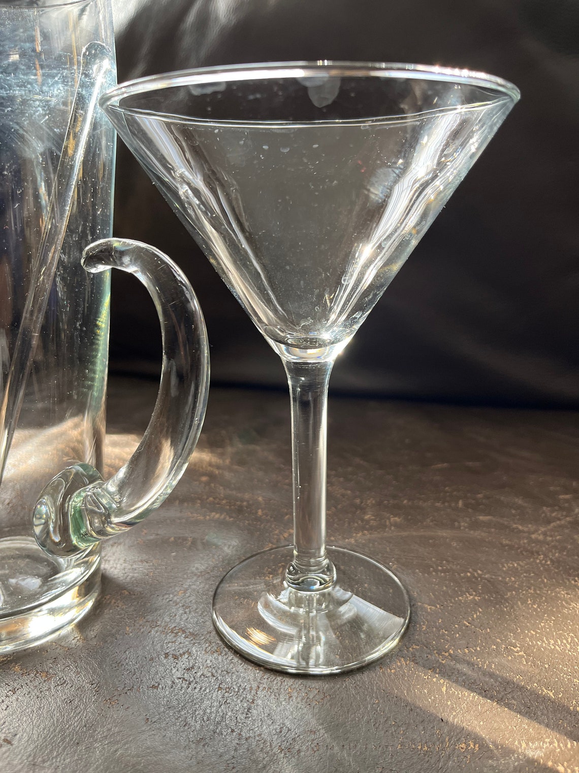 Glass Martini Set W/2 Glasses and Stirrer-cocktail Drinks Vintage MCM ...