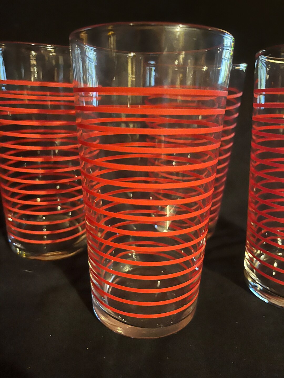 LIBBEY Red Stripe Tumbler Glasses 16 Oz-mcm vintage Set 4 - Etsy