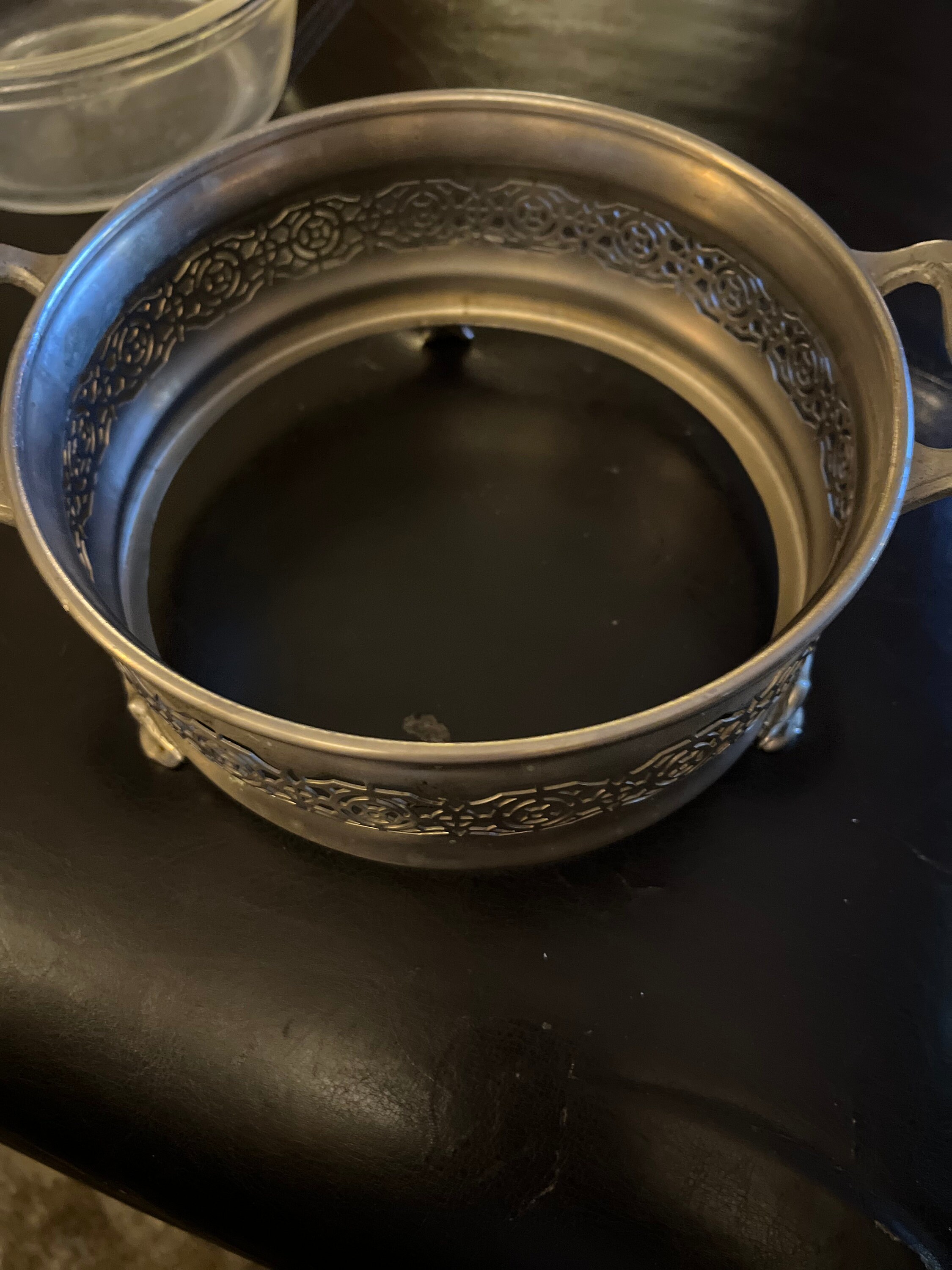 Vintage 1920s Pyrex Glass Casserole Bowl W/etched Cover & Silver Holder ...