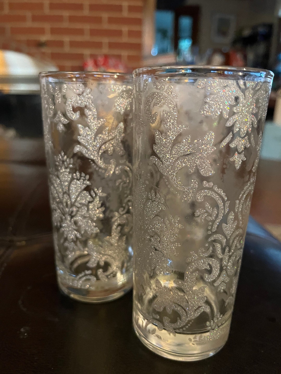 4 Beautiful Silver Etched Glasses - Etsy