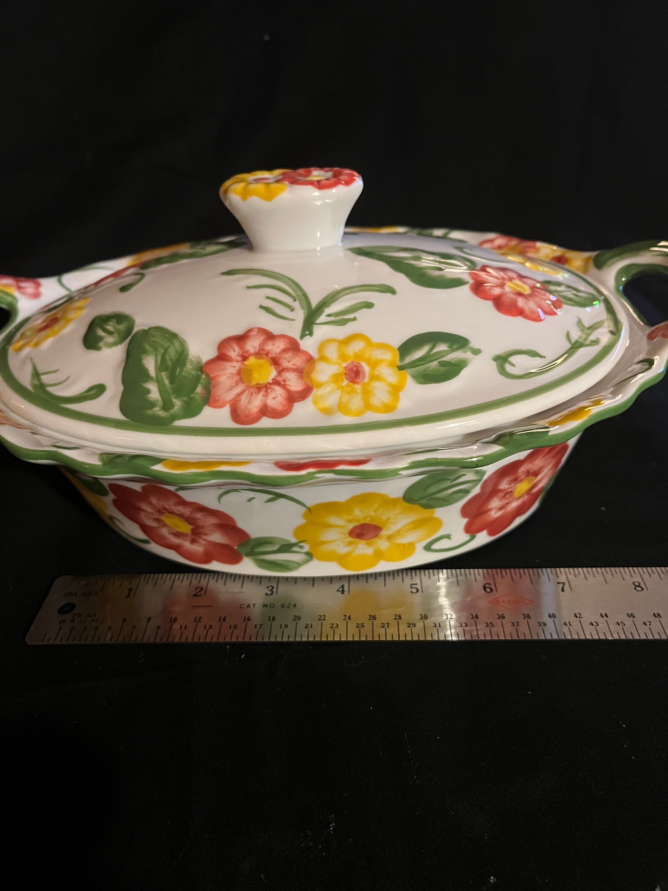 Temptations by Tara Red & Yellow Floral Oval Casserole Dish With Lid - Etsy