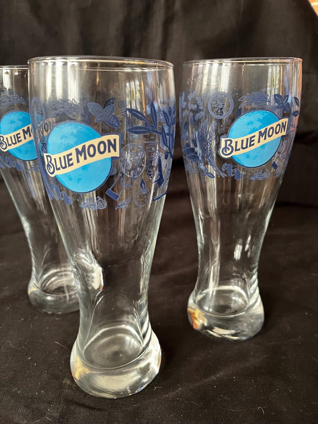Blue Moon "salute-cheers" Tallboy Beer Glass 9” Pilsner-20oz (set of 3) Rare - Etsy