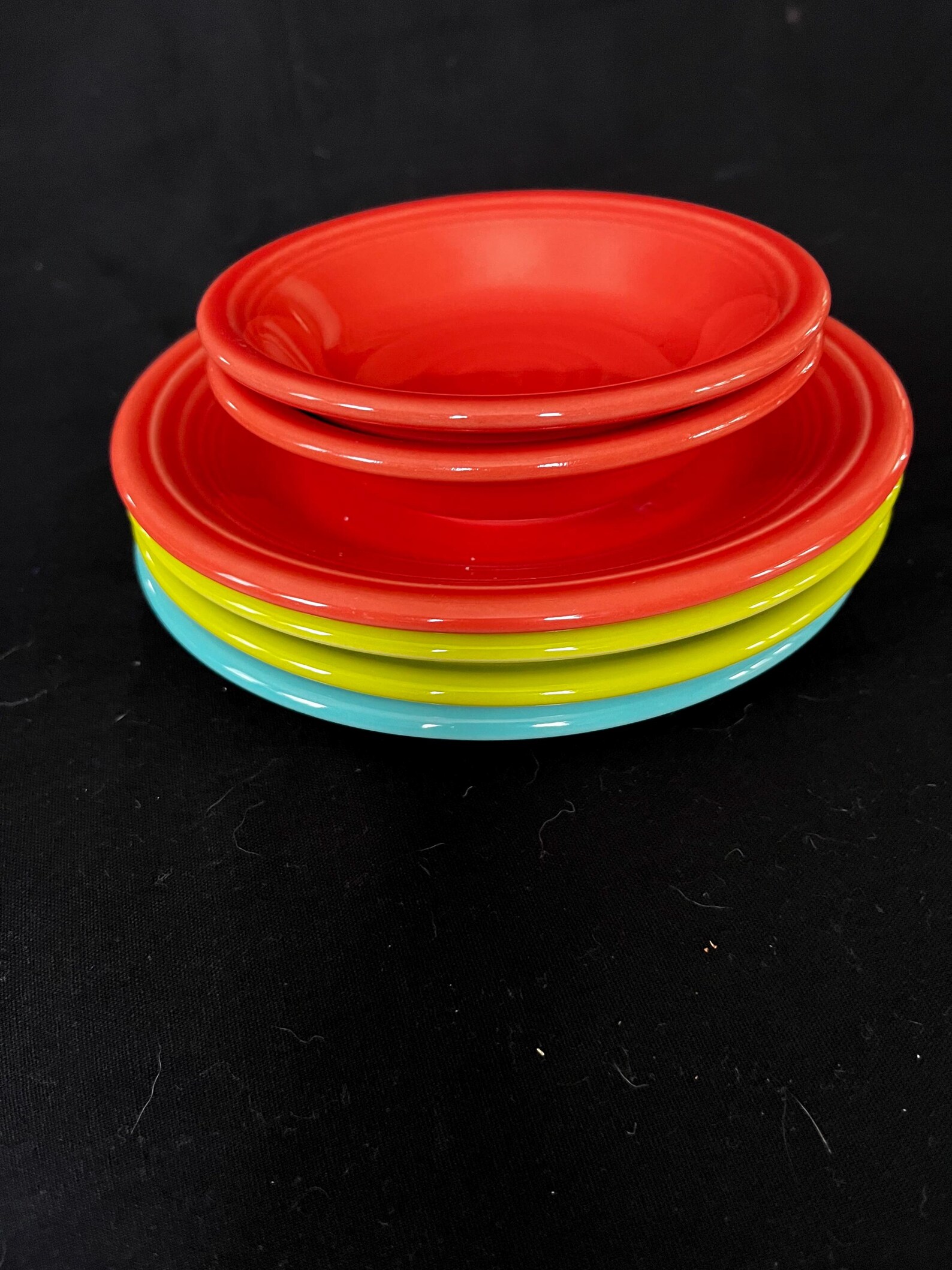 Fiesta Ware-bread Plates + Dessert Bowls-poppy, Lemongrass, & Turquoise ...