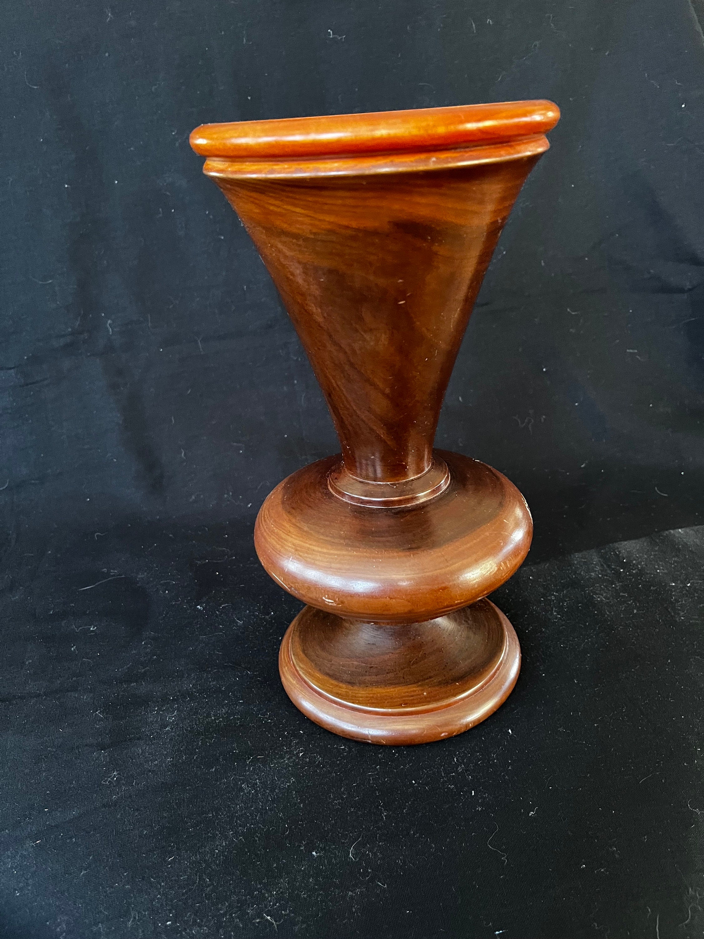 Wooden-brown-vintage-mcm-solid 11” Vase, Table/mantel/decorative Vase ...