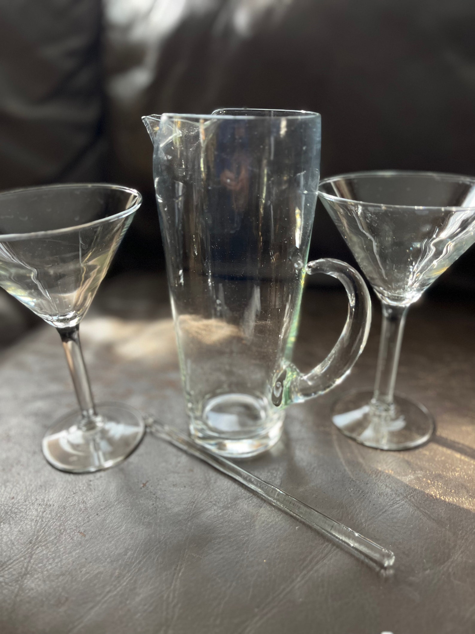 Glass Martini Set W/2 Glasses and Stirrer-cocktail Drinks Vintage MCM ...