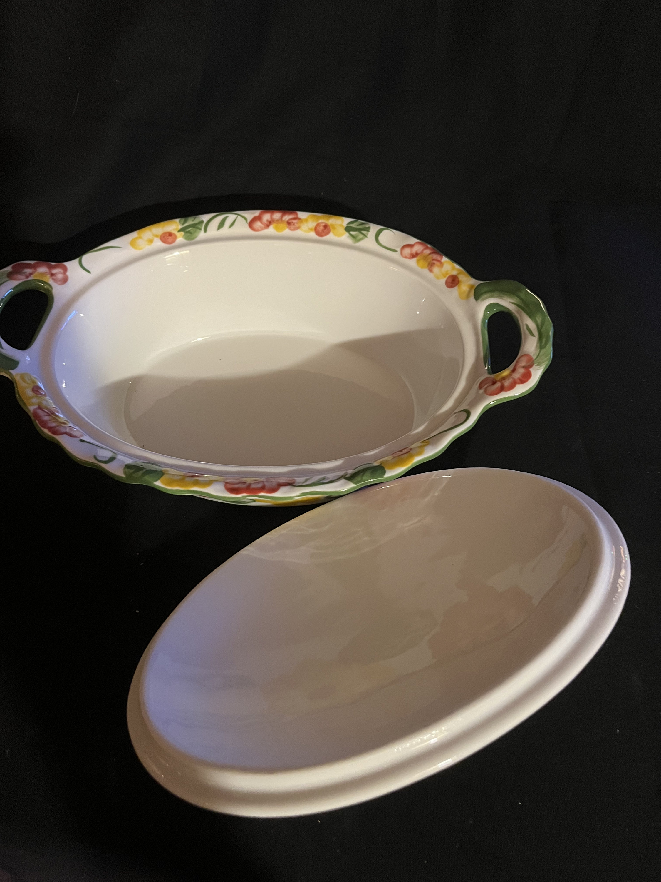 Temptations by Tara Red & Yellow Floral Oval Casserole Dish With Lid - Etsy