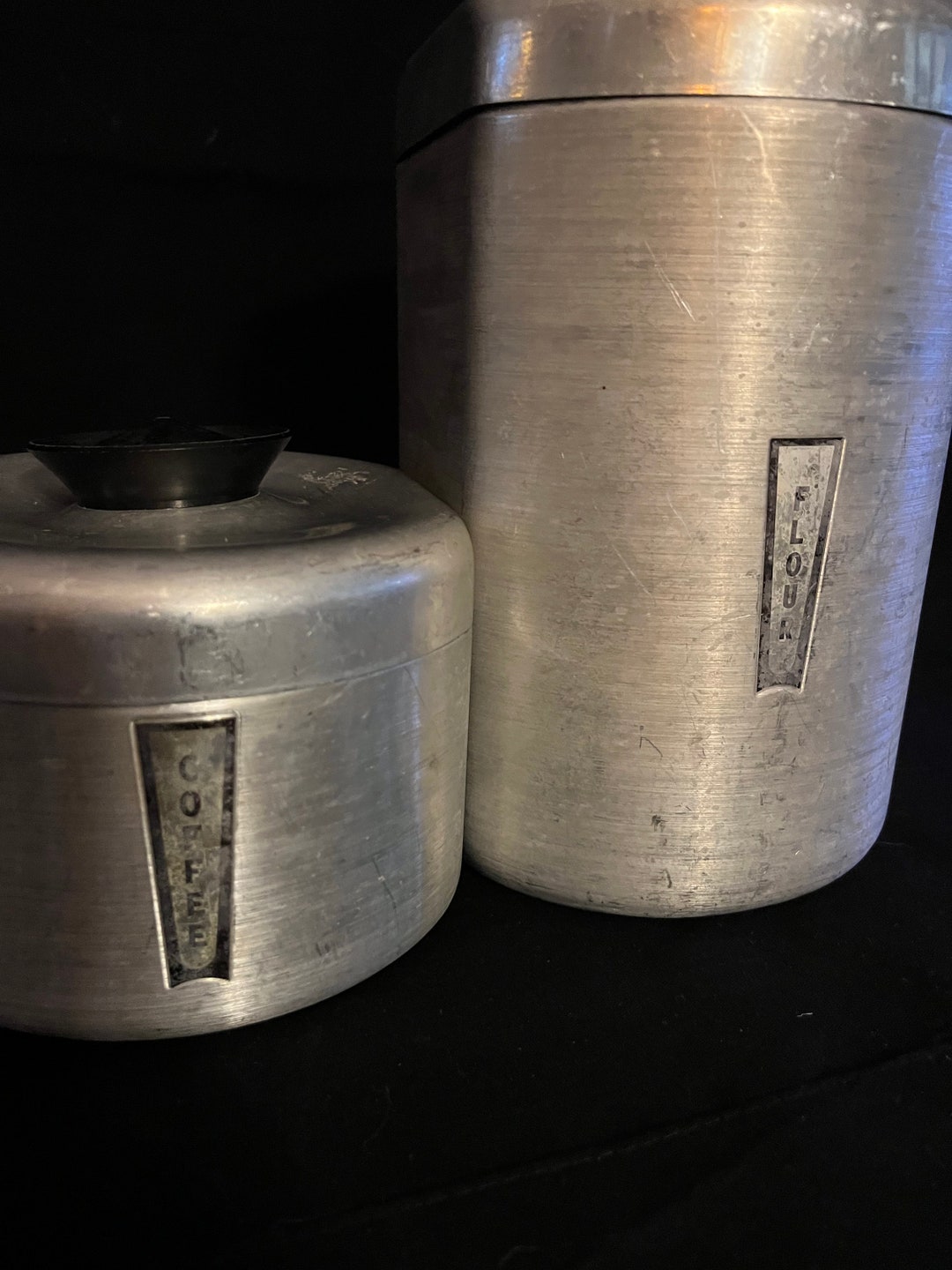 Kromex Vintage Kitchen Canister Set of Only 2, Aluminum W/ Lids Flour ...
