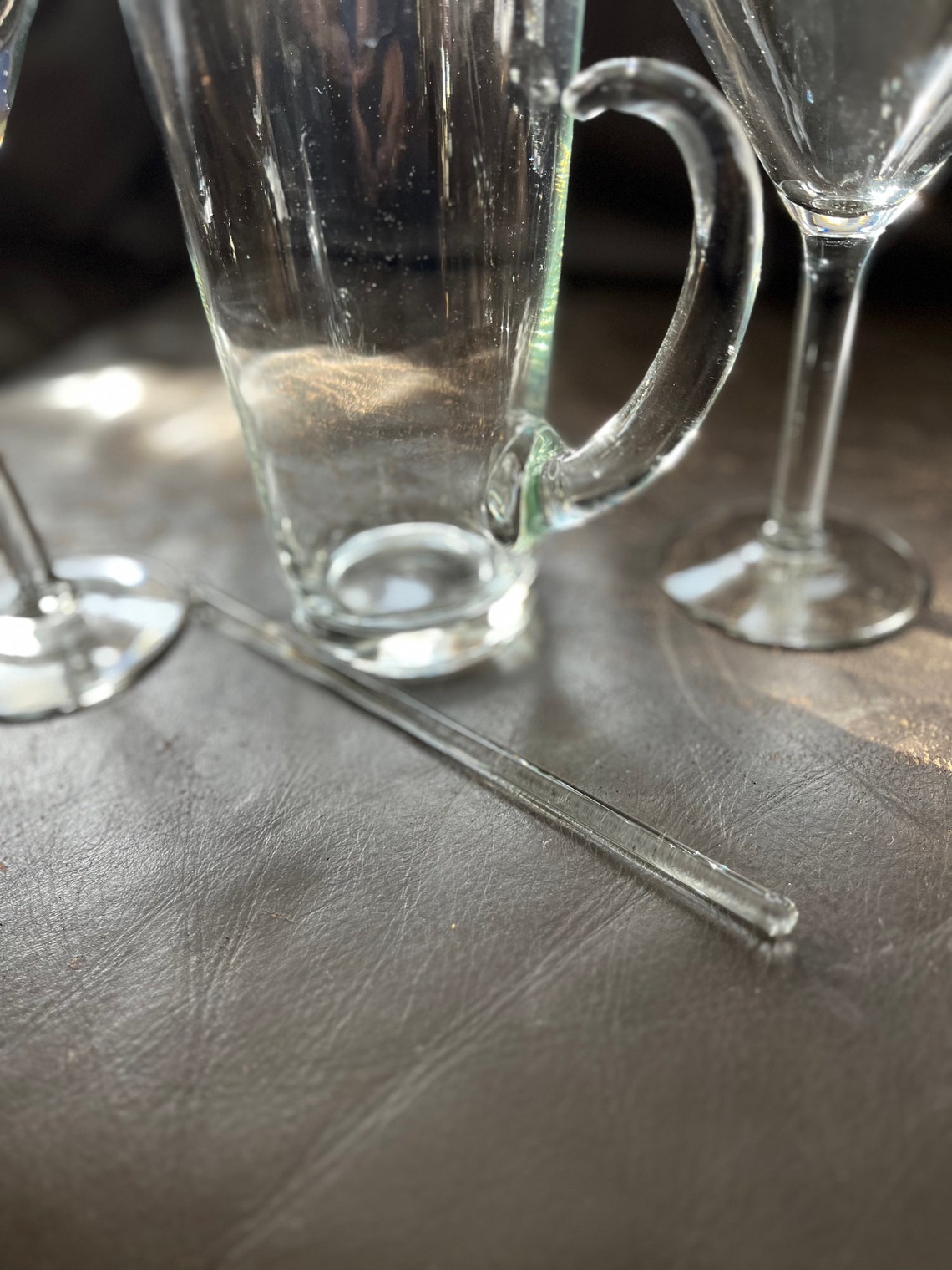 Glass Martini Set W/2 Glasses and Stirrer-cocktail Drinks Vintage MCM ...