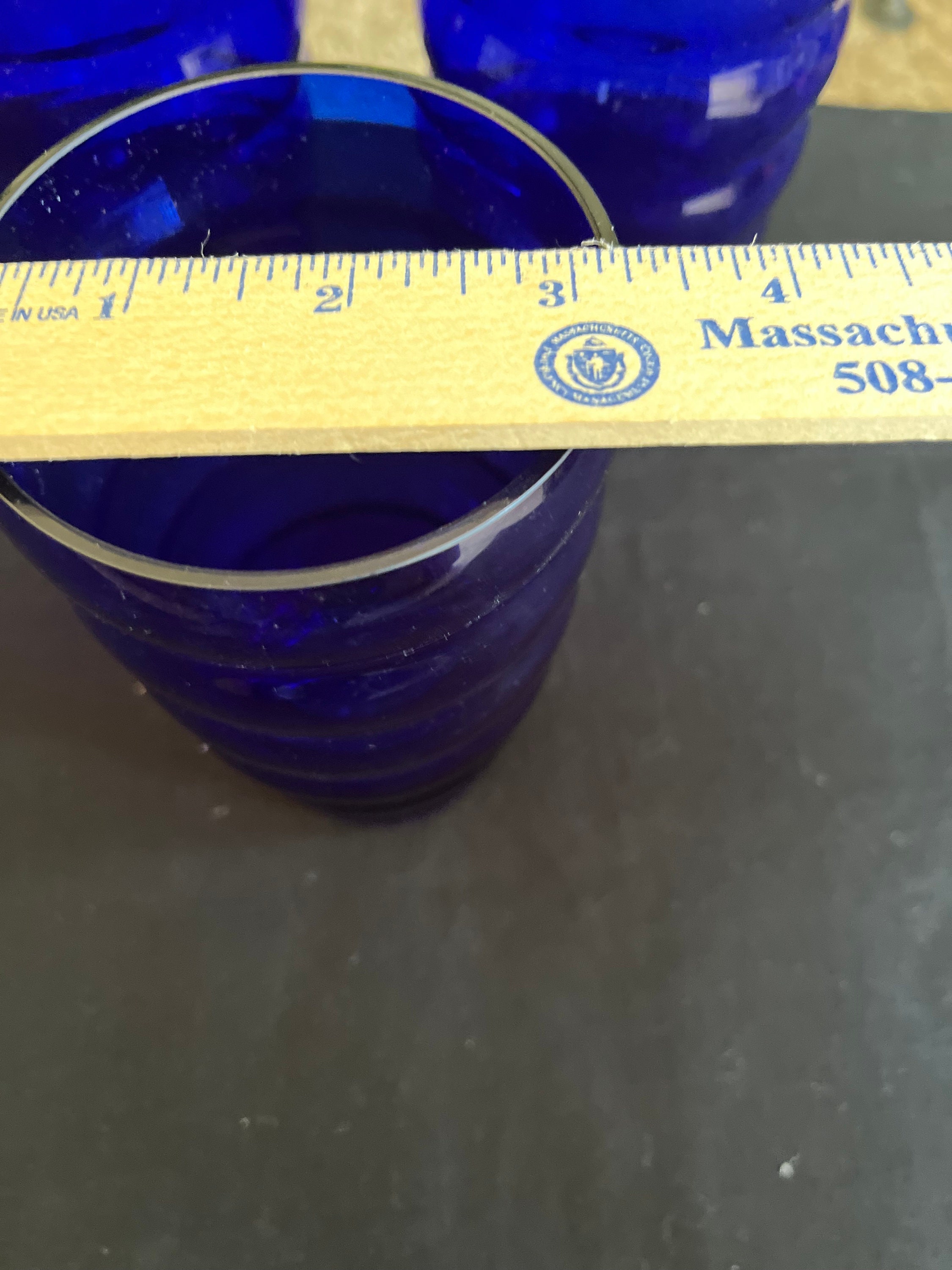 Cobalt Blue-bee Hive Ribbed Drinking Glasses 6"- Beautiful Dark Blue-6 ...