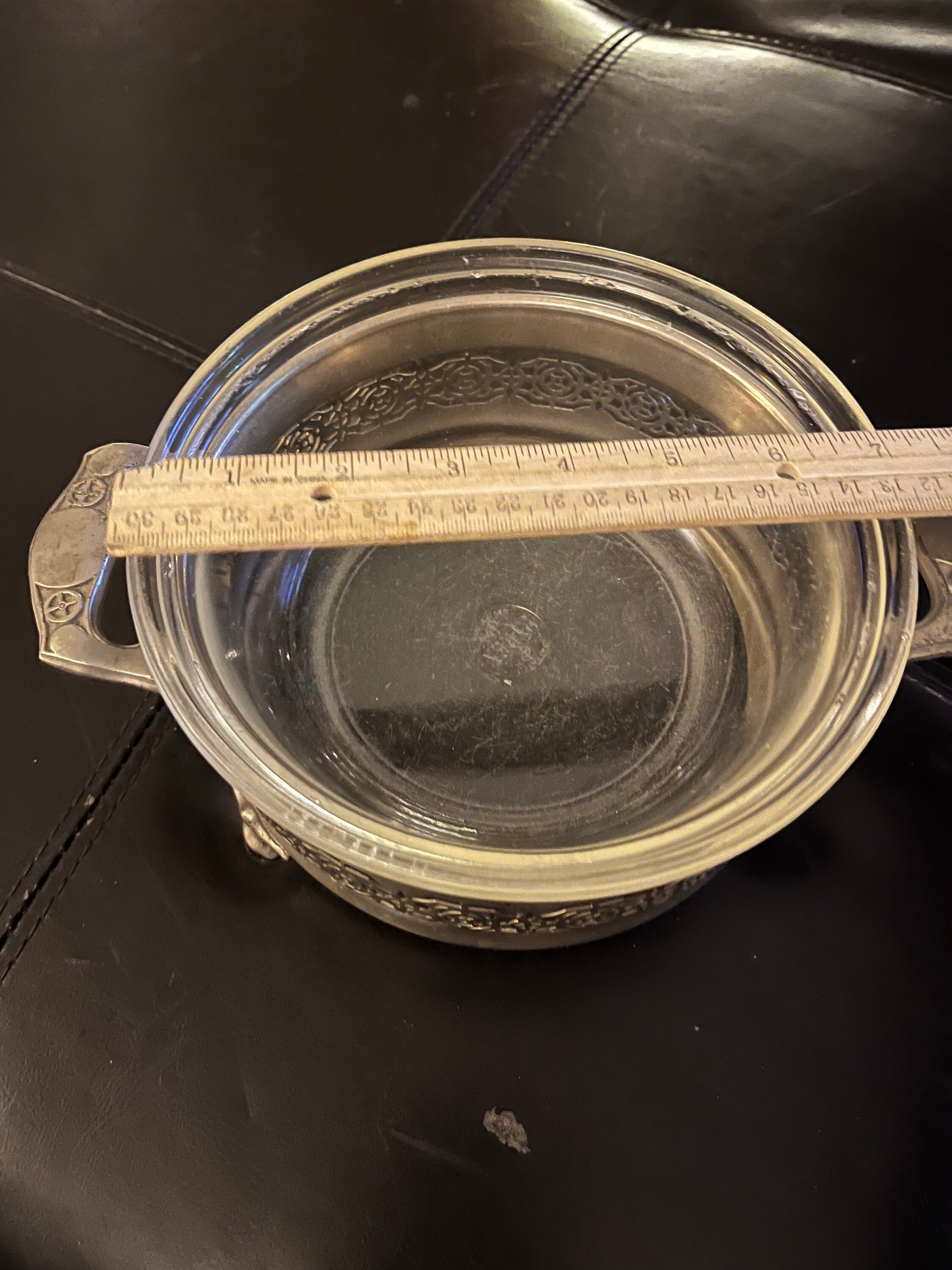 Vintage 1920s Pyrex Glass Casserole Bowl W/etched Cover & Silver Holder ...