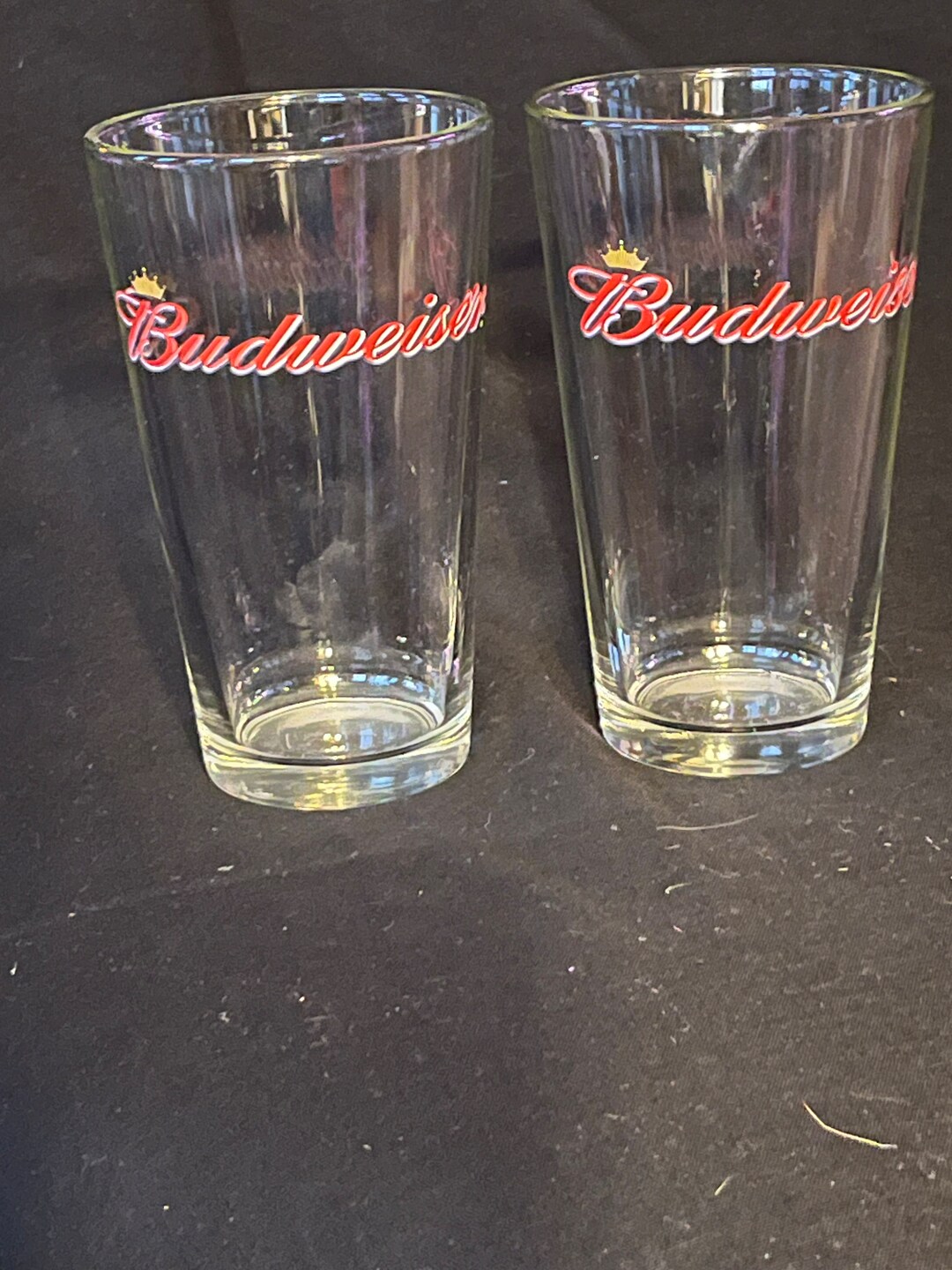 Budweiser Glasses W/gold Crown White Outline Beer Glasses-2 - Etsy