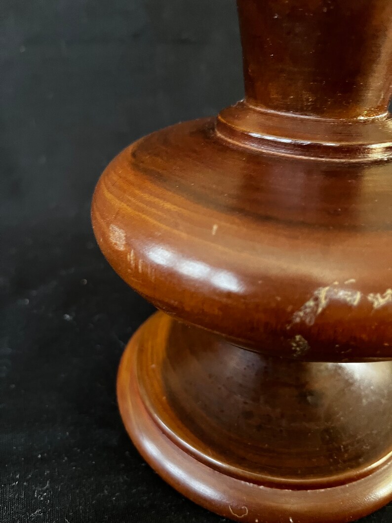 Wooden-brown-vintage-mcm-solid 11” Vase, Table/mantel/decorative Vase ...