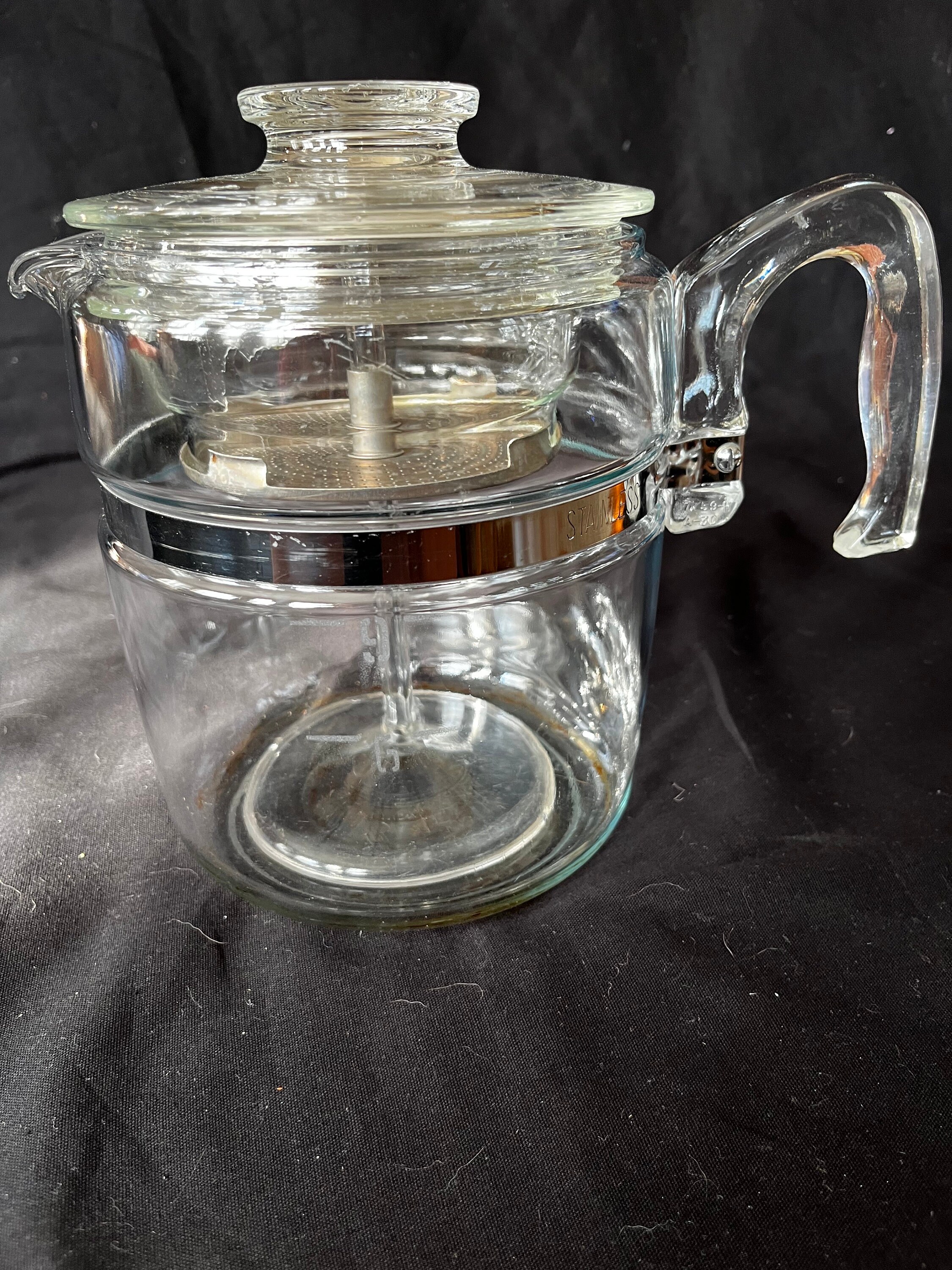 Pyrex Vintage Flameware 9 Cup Clear Glass Coffee Pot/percolator 7759-B ...