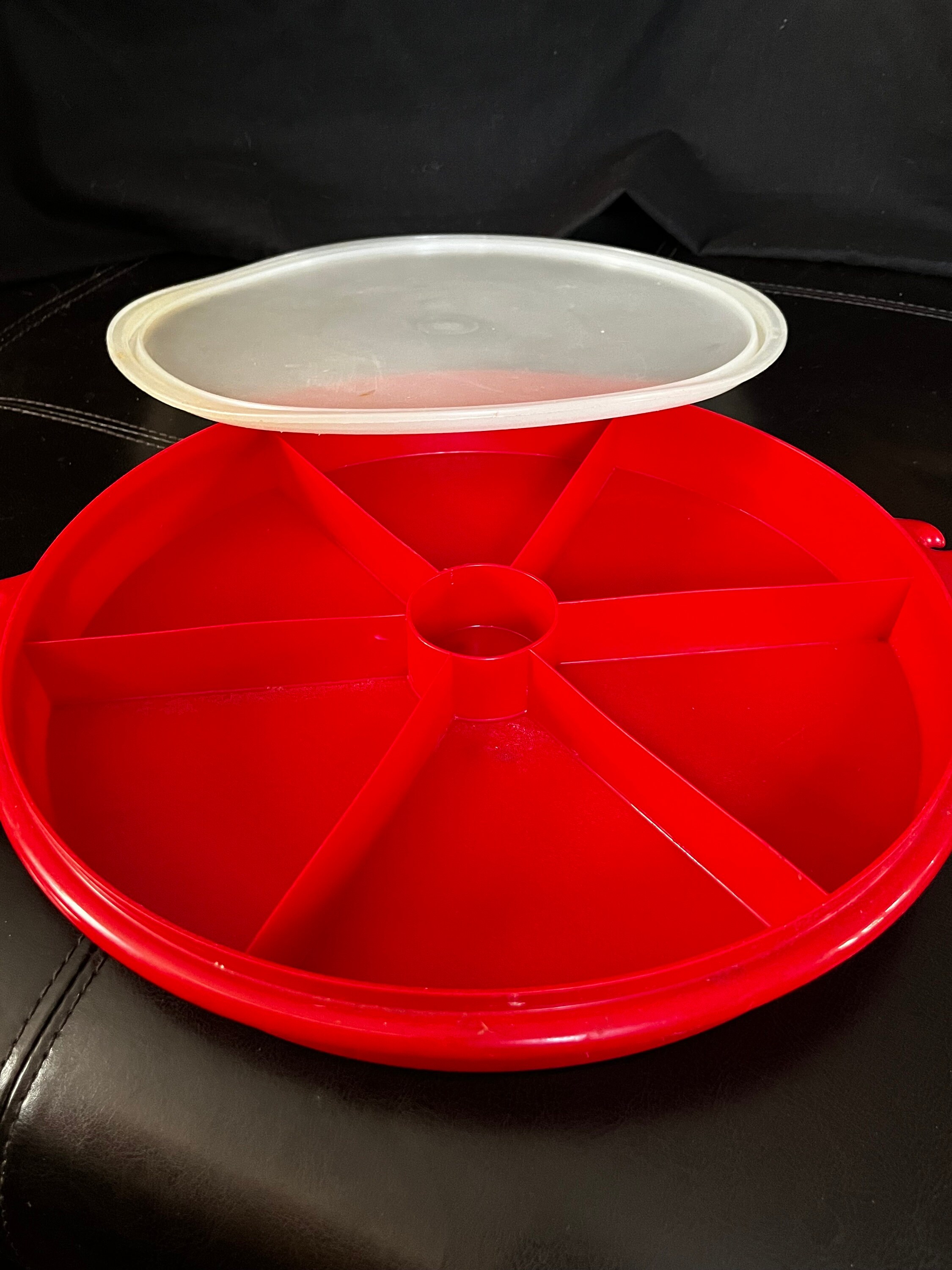 Tupperware Vintage Red Serving Tray With Lid-divided Into 7 Parts - Etsy