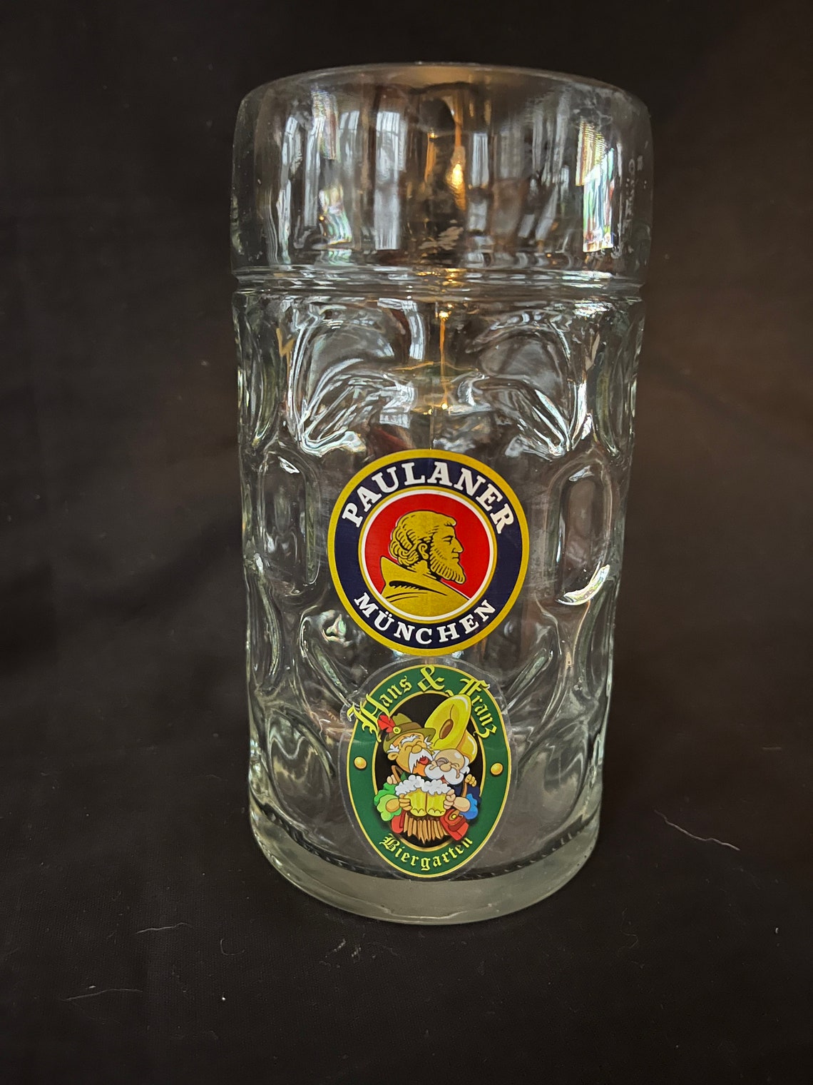 Paulaner Muchen+ Hans & Franz 1 Liter Dimpled Munich Beer Glass/mug - Etsy