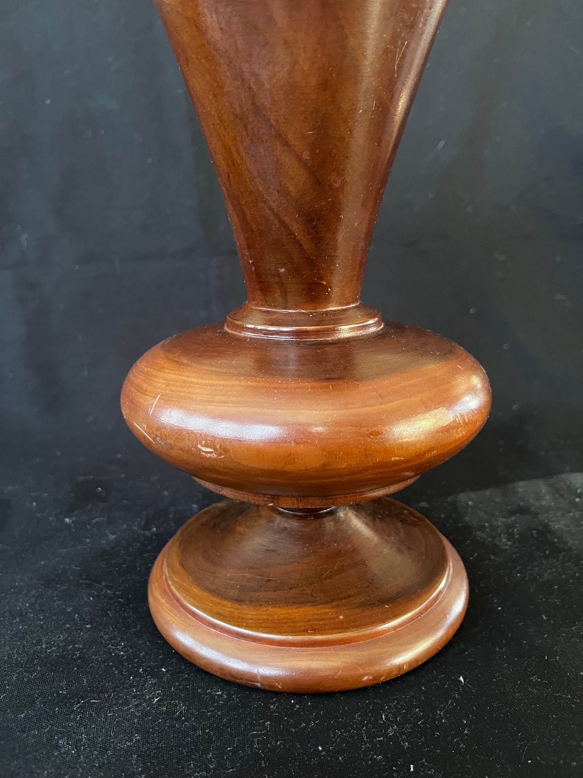 Wooden-brown-vintage-mcm-solid 11” Vase, Table/mantel/decorative Vase ...