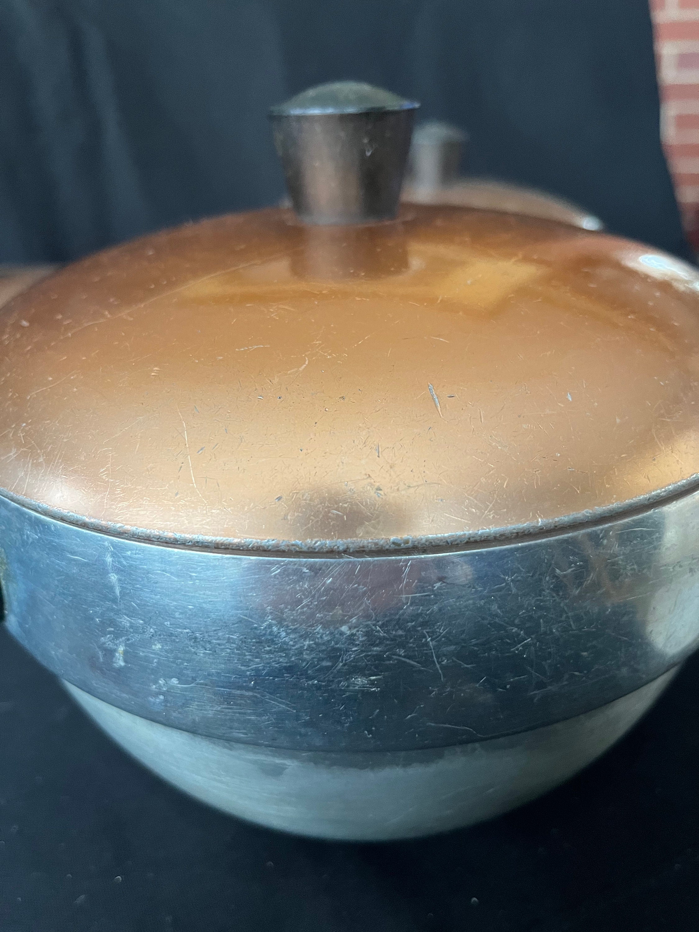 Wear-ever Aluminum Hallite 6 Pc Copper Lids-2 Pots and Double Boiler ...