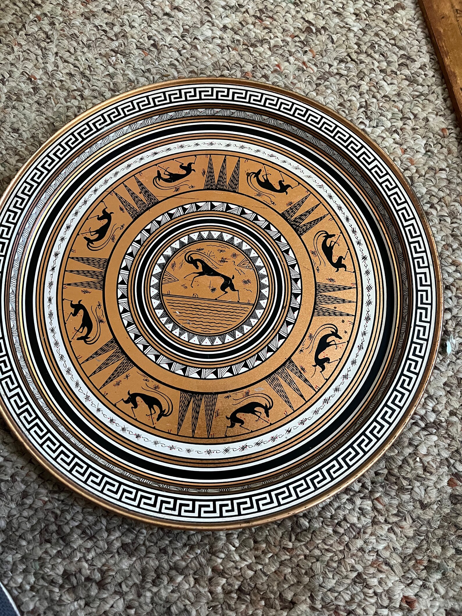 2-vintage Grecian Etruscan Design Round Tray 11 1/2” Diameter - Etsy