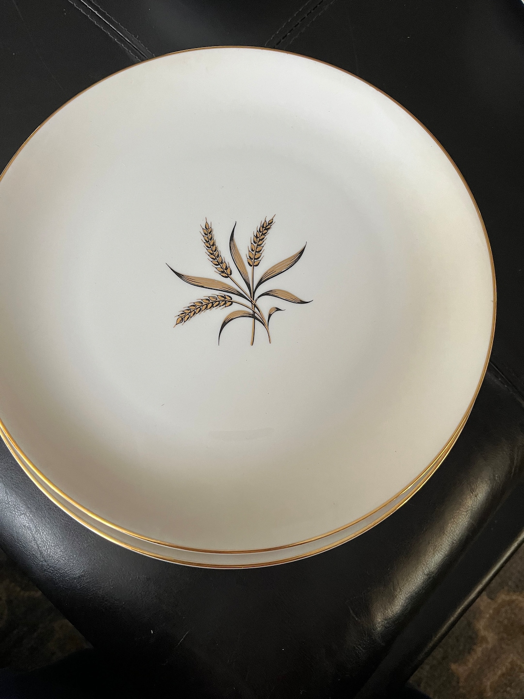 EMBASSY CHINA USA Vitrified Gold/black Wheat Pattern Dinner Plates-7 - Etsy