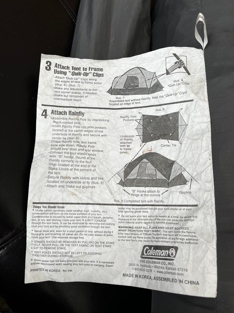 Coleman Durango 12’X7’ Tent-part Number #9277–127-kept in 2 Nylon Bags ...