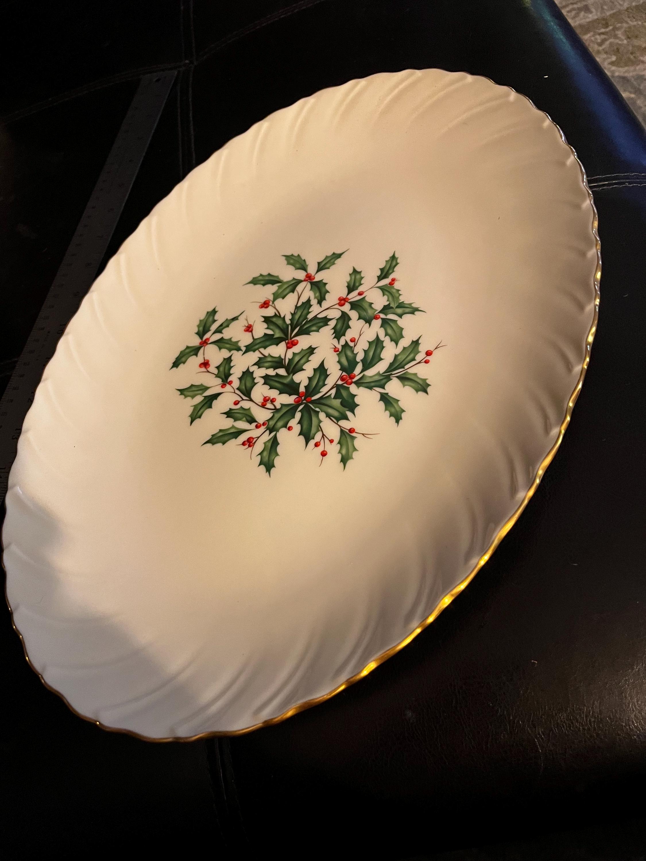 Lenox-special’-15.5”- Oval Platter W/holly & Berries-swirl Pattern W ...