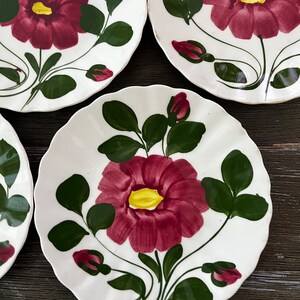 Blue Ridge Pottery-dessert Plates 6.25 Red Flowers - Etsy