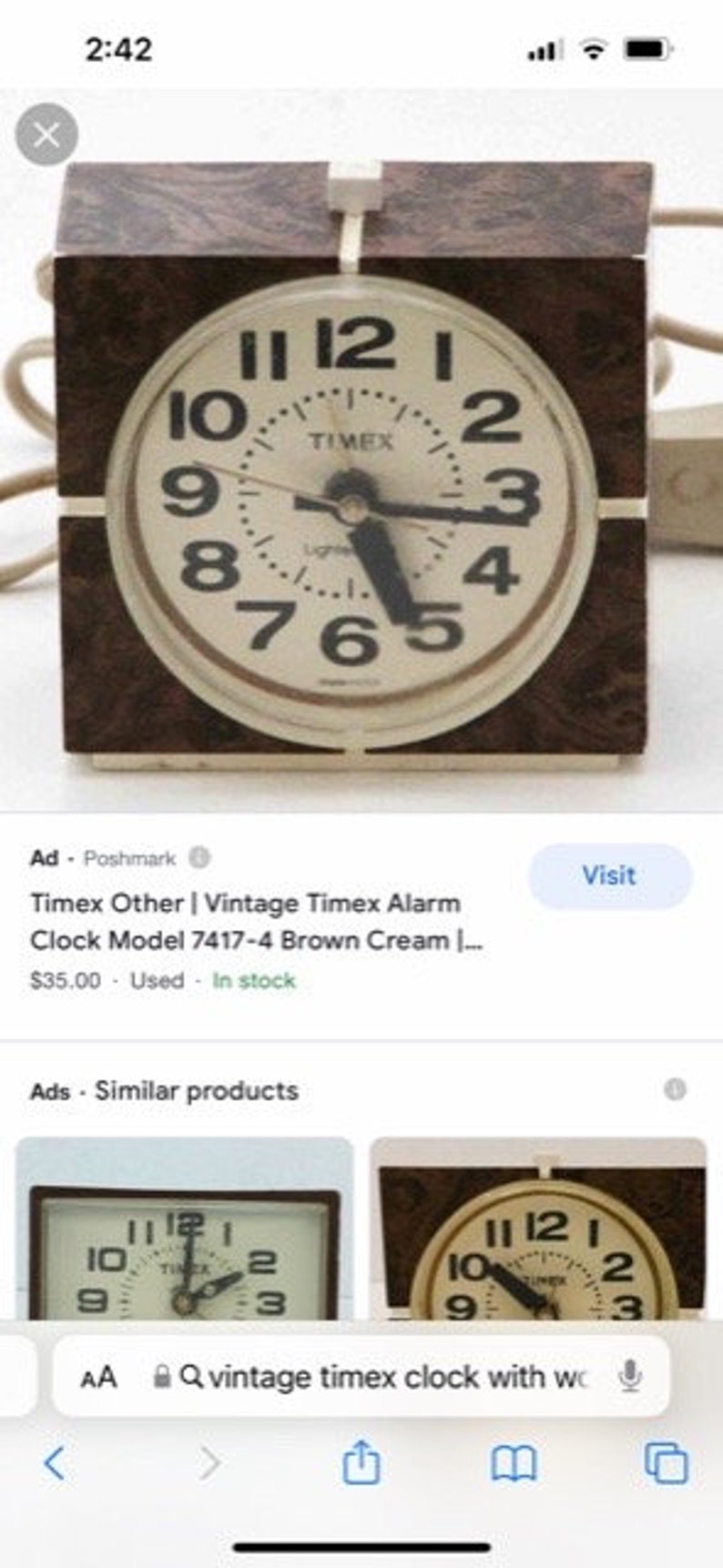 Timex Alarm Clock 1970s Vintage Model 7417-4 Brown/cream - Etsy