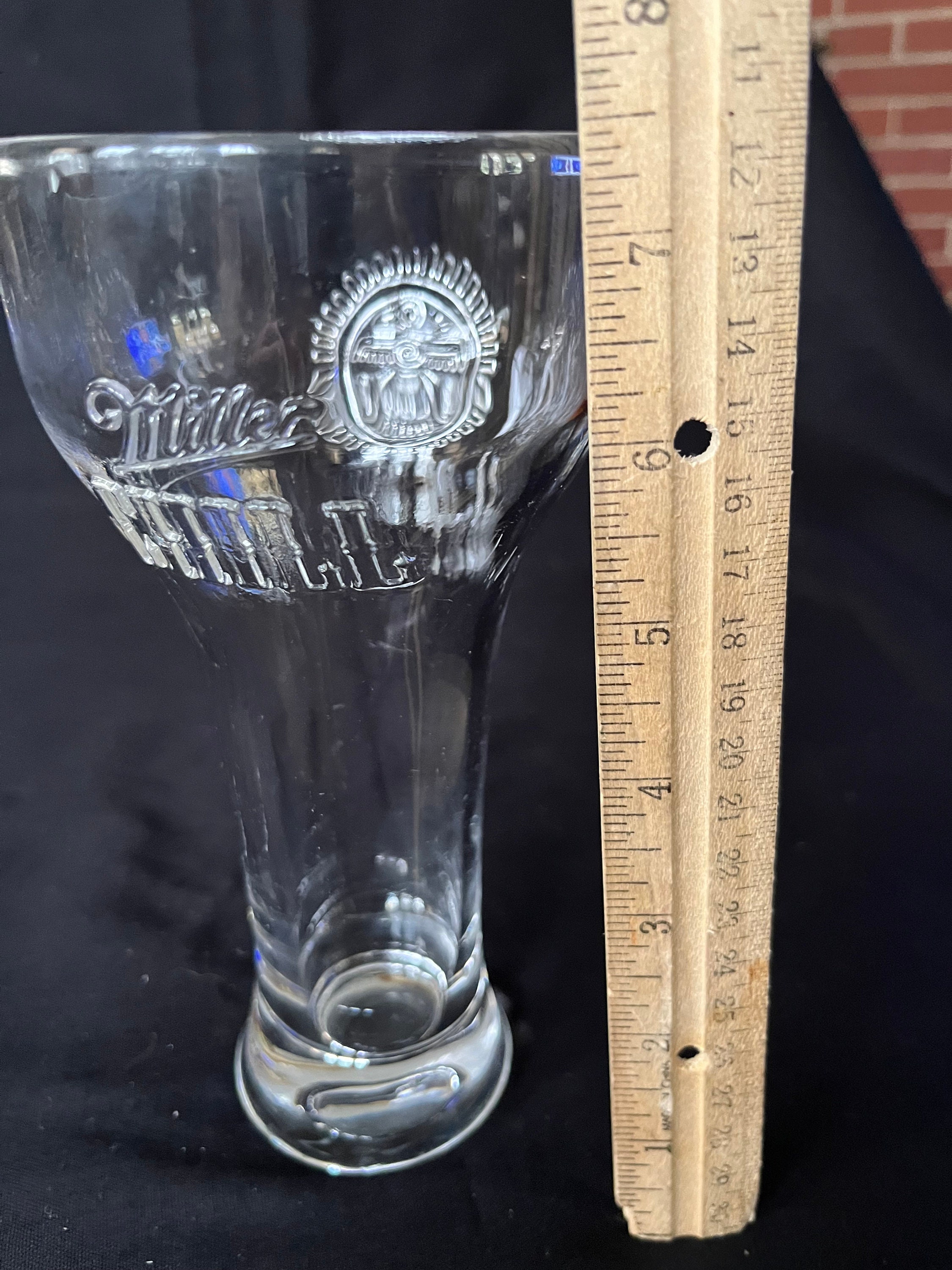 MILLER CHILL Beer Glass -very Heavy- Thunderbird Emblem 7.5" Tall 1 ...