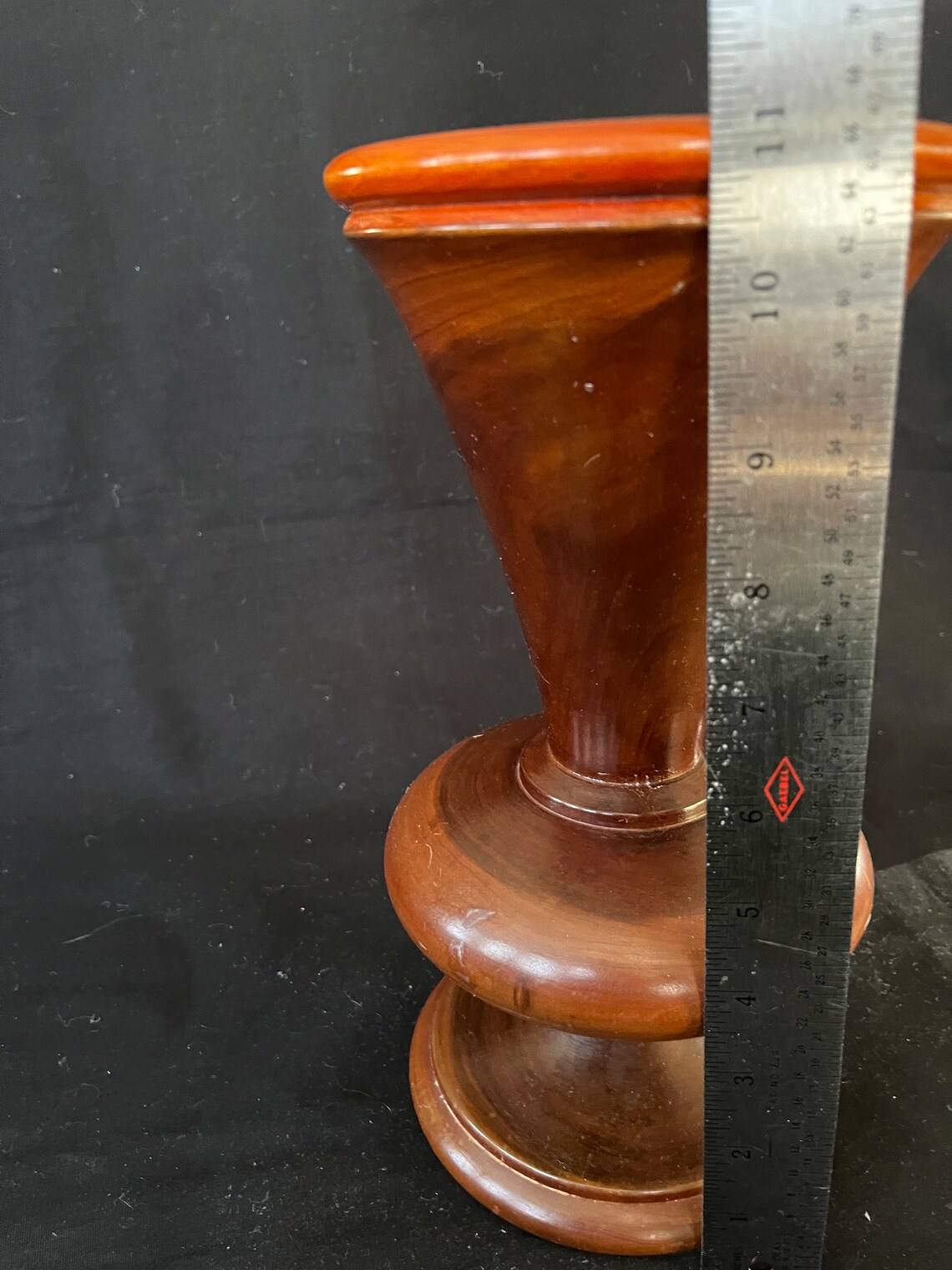 Wooden-brown-vintage-mcm-solid 11” Vase, Table/mantel/decorative Vase ...